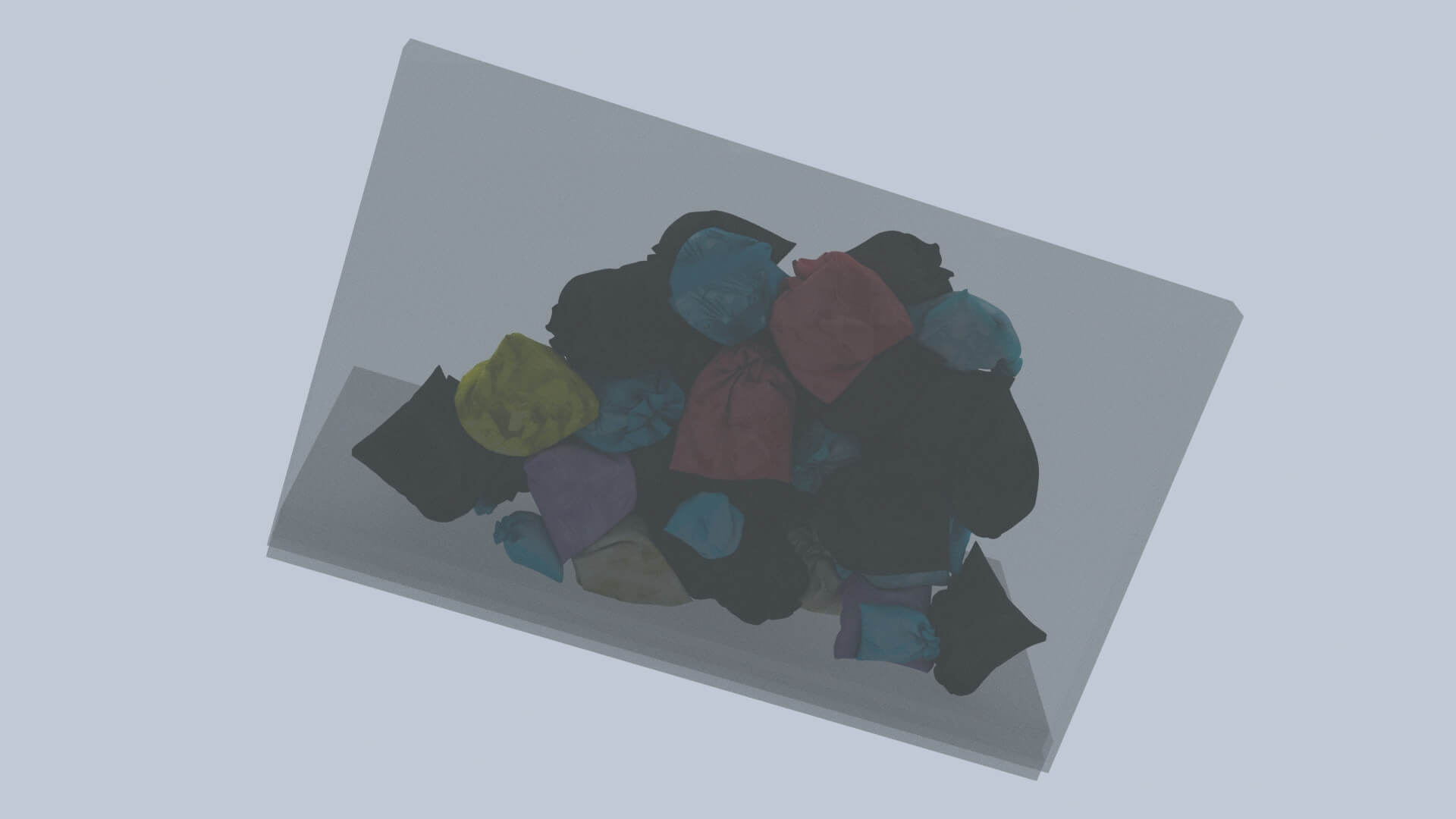Textured Garbage Bags Pile in a Wall - 3D Model by kopofx
