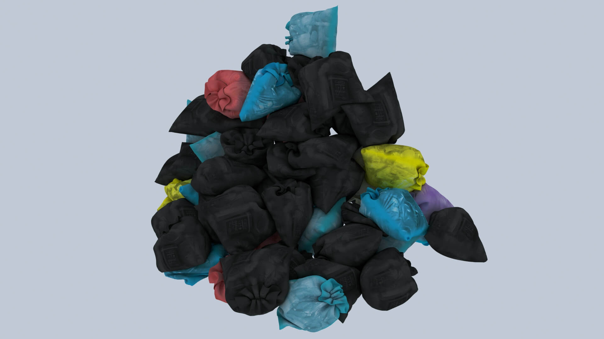 Textured Garbage Bags Pile in a Wall - 3D Model by kopofx
