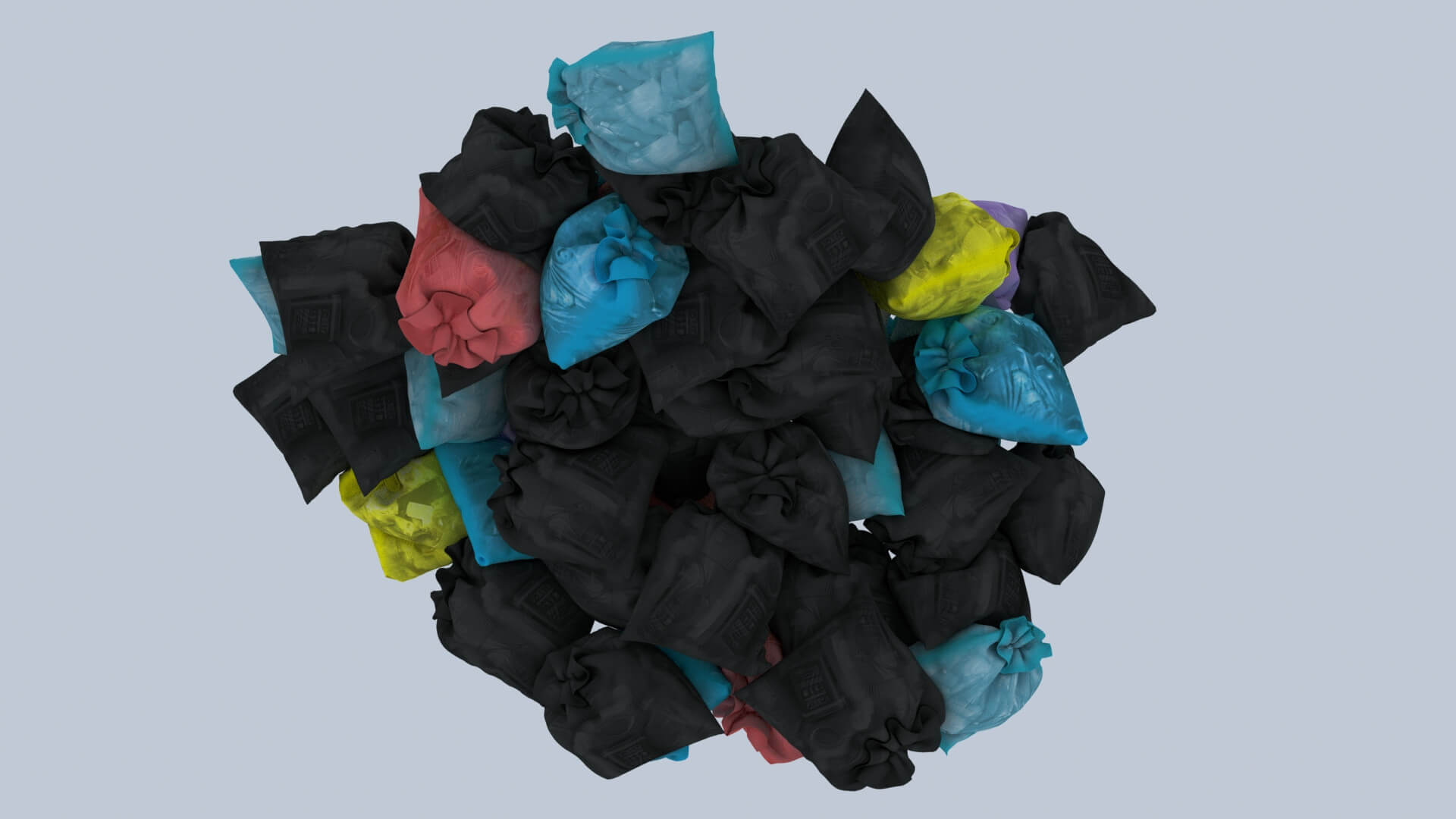 Textured Garbage Bags Pile in a Wall - 3D Model by kopofx