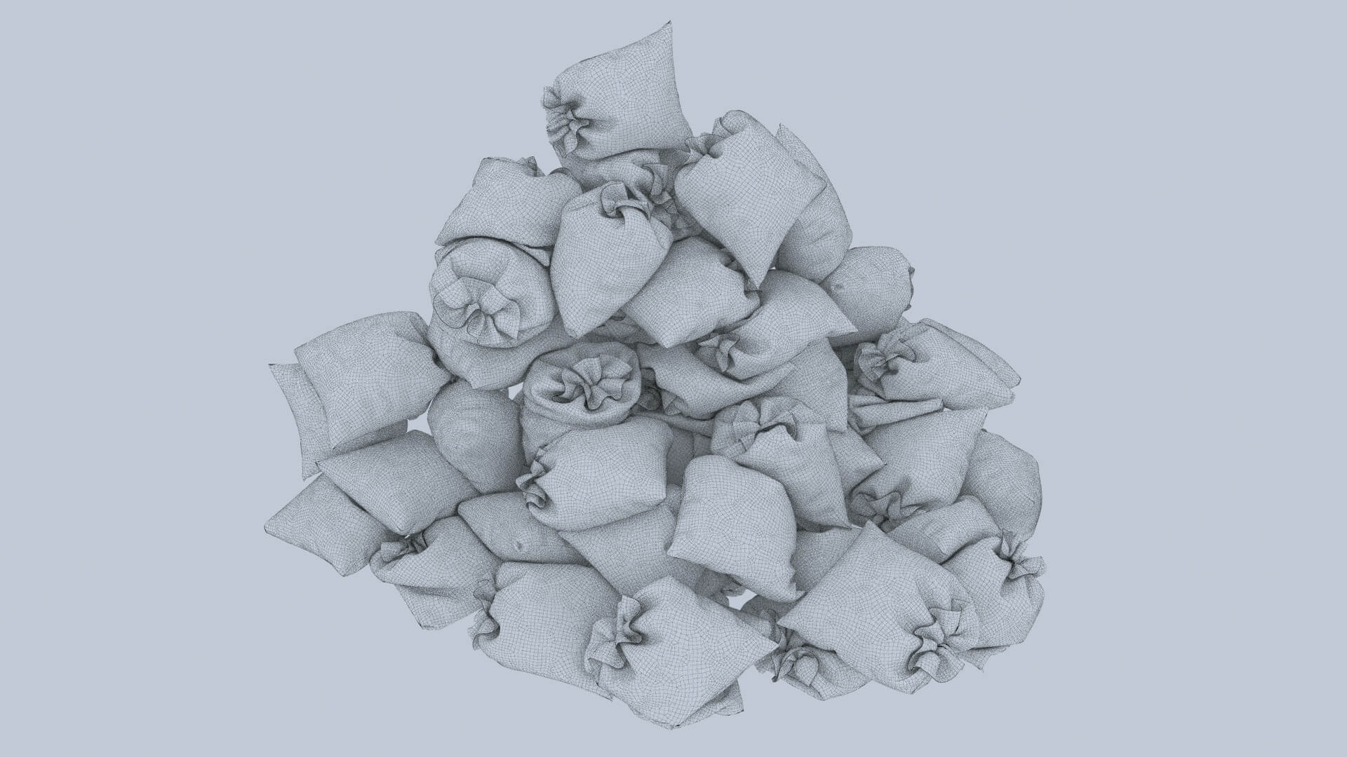 Textured Garbage Bags Pile in a Wall - 3D Model by kopofx