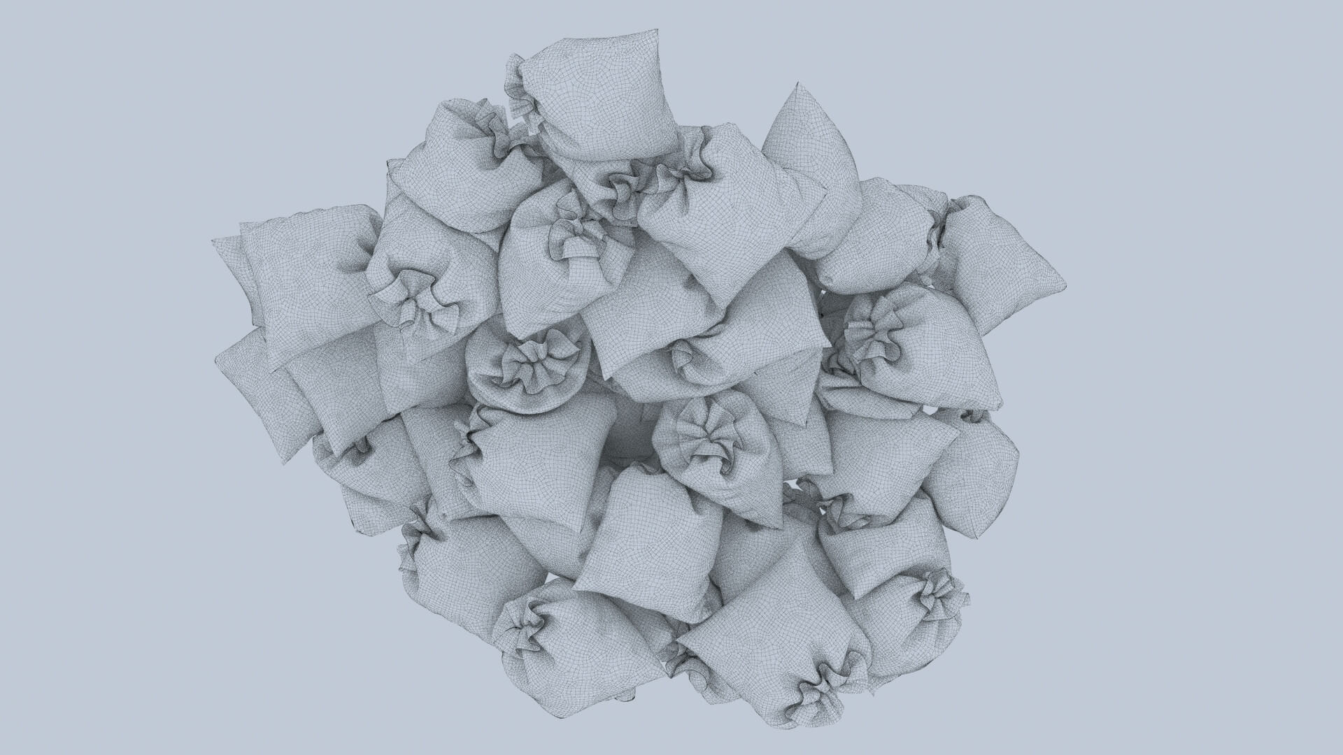 Textured Garbage Bags Pile in a Wall - 3D Model by kopofx