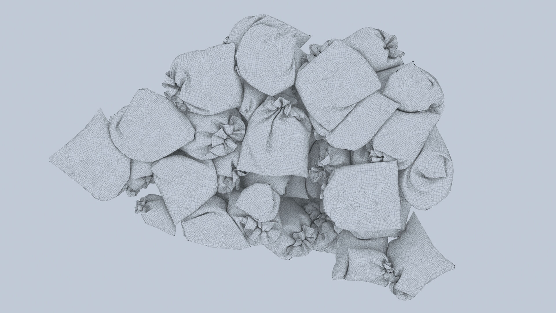 Textured Garbage Bags Pile in a Wall - 3D Model by kopofx