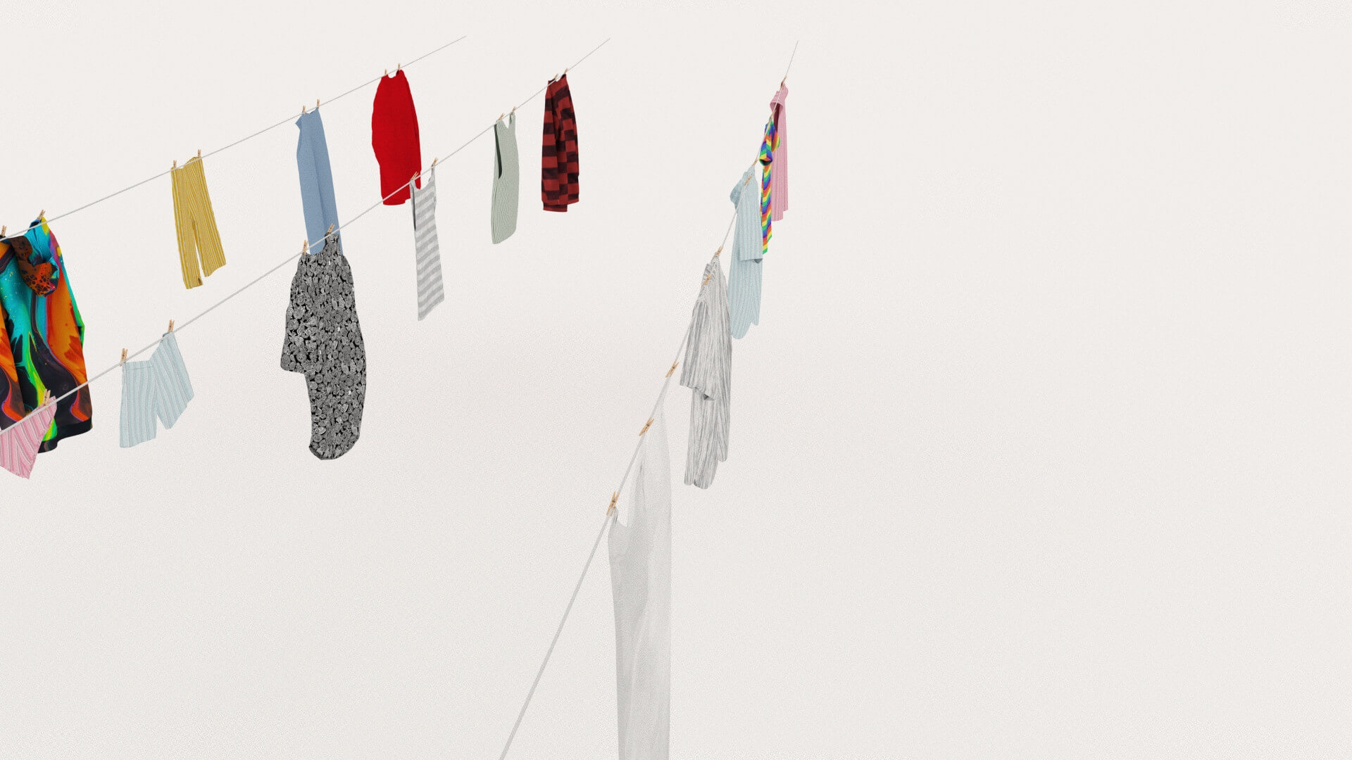 Textured Hanged Clothes Line - 3D Model by kopofx