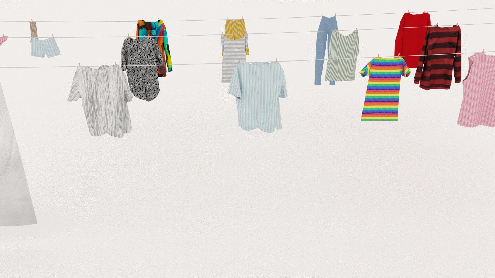 Textured Hanged Clothes Line - 3D Model by kopofx