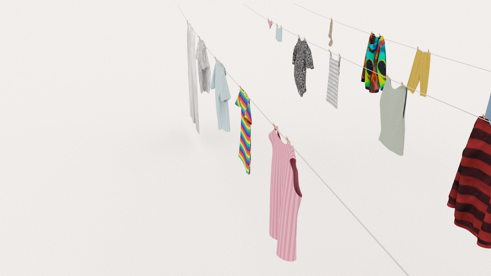 Textured Hanged Clothes Line - 3D Model by kopofx