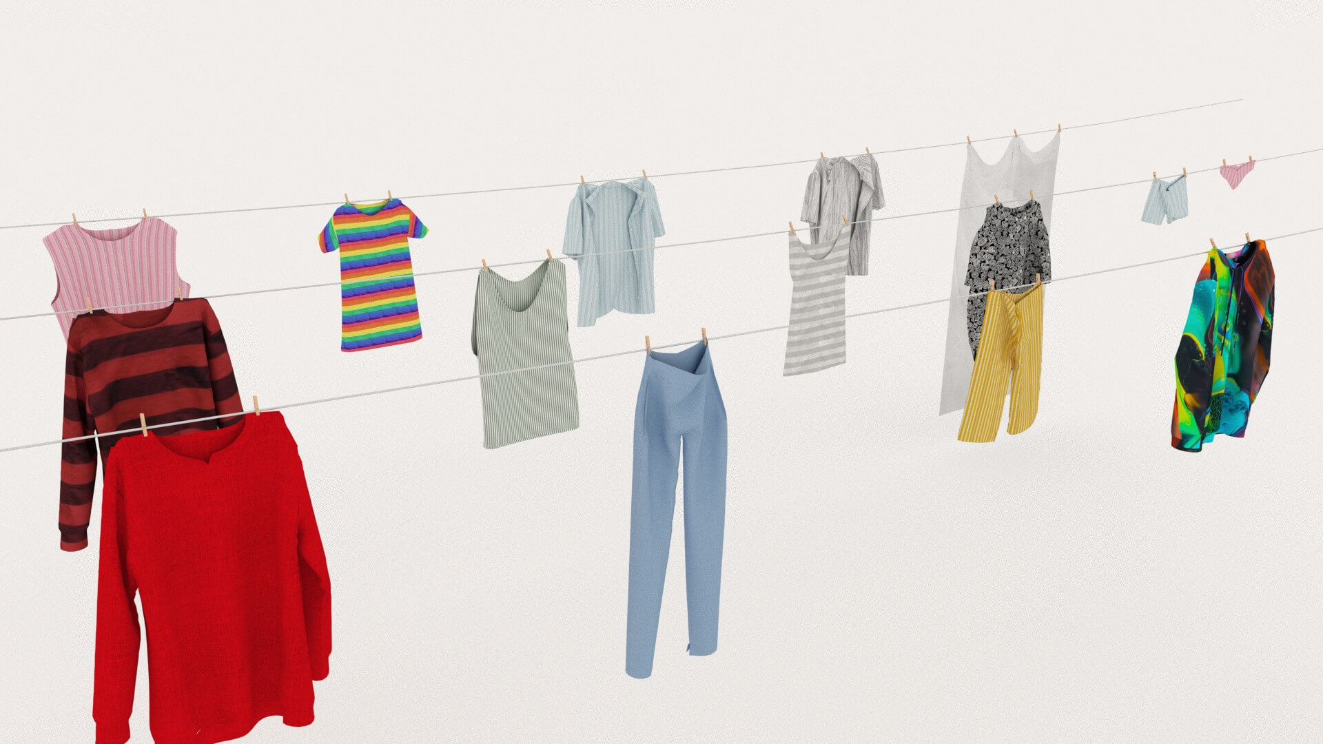Textured Hanged Clothes Line - 3D Model by kopofx
