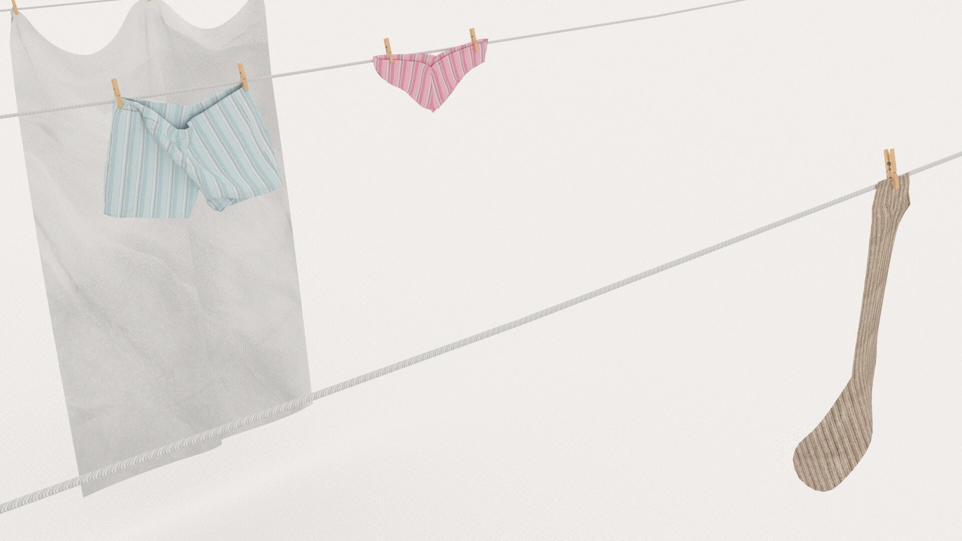 Textured Hanged Clothes Line - 3D Model by kopofx