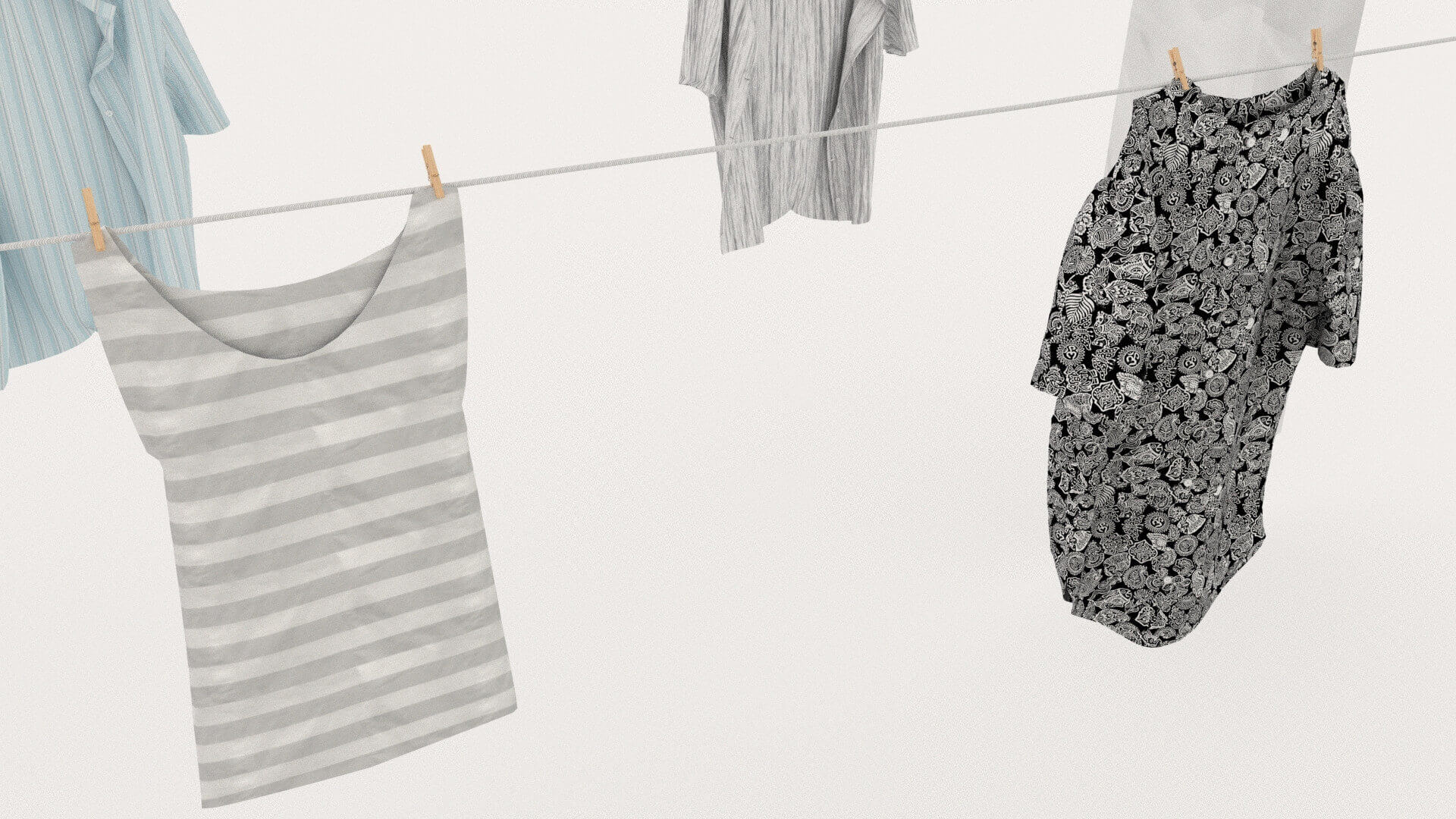 Textured Hanged Clothes Line - 3D Model by kopofx