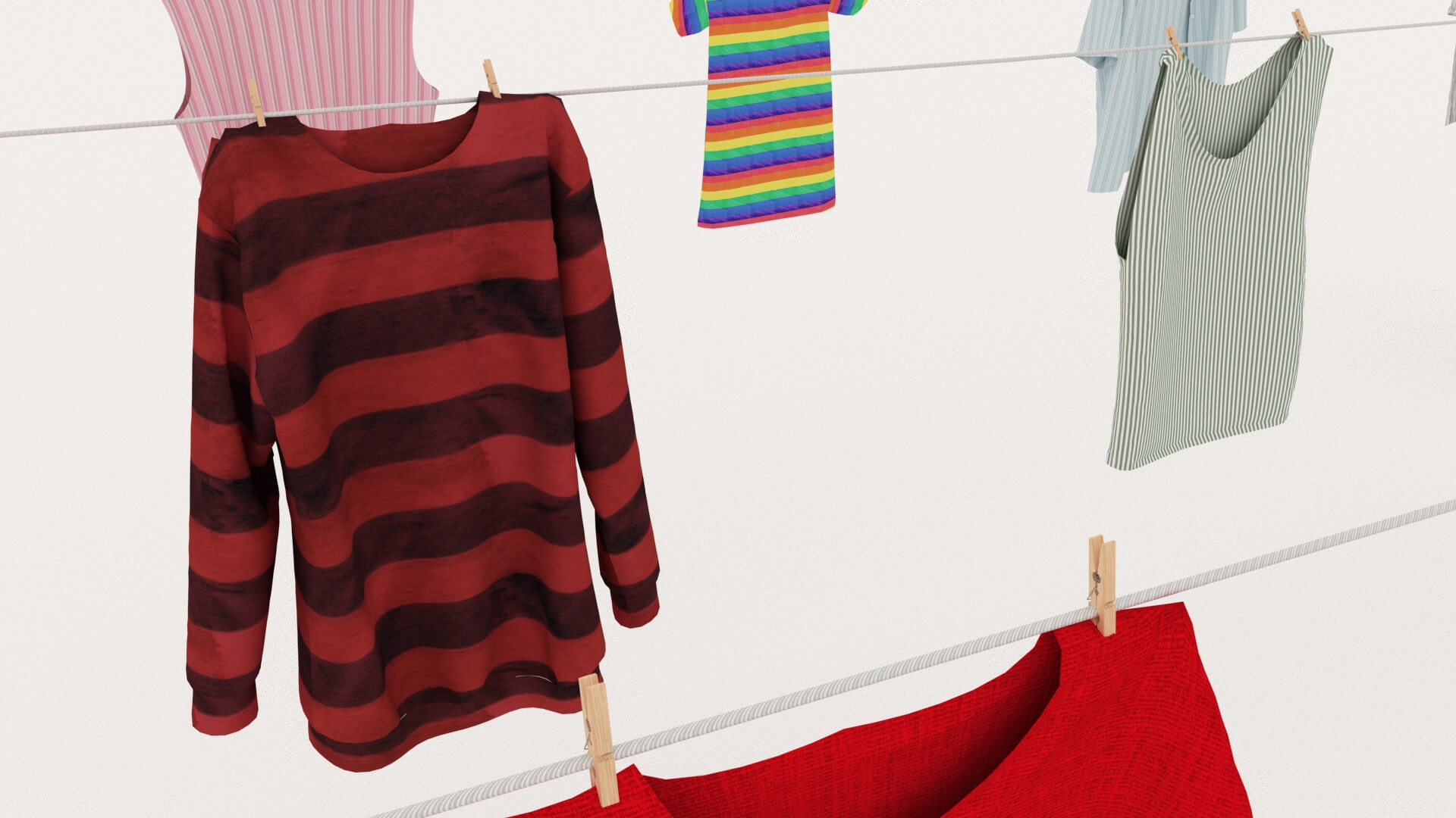 Textured Hanged Clothes Line - 3D Model by kopofx