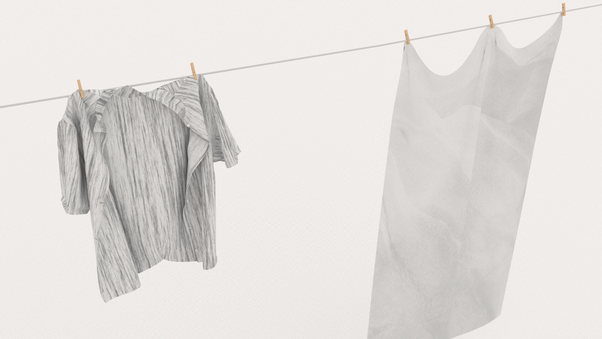 Textured Hanged Clothes Line - 3D Model by kopofx