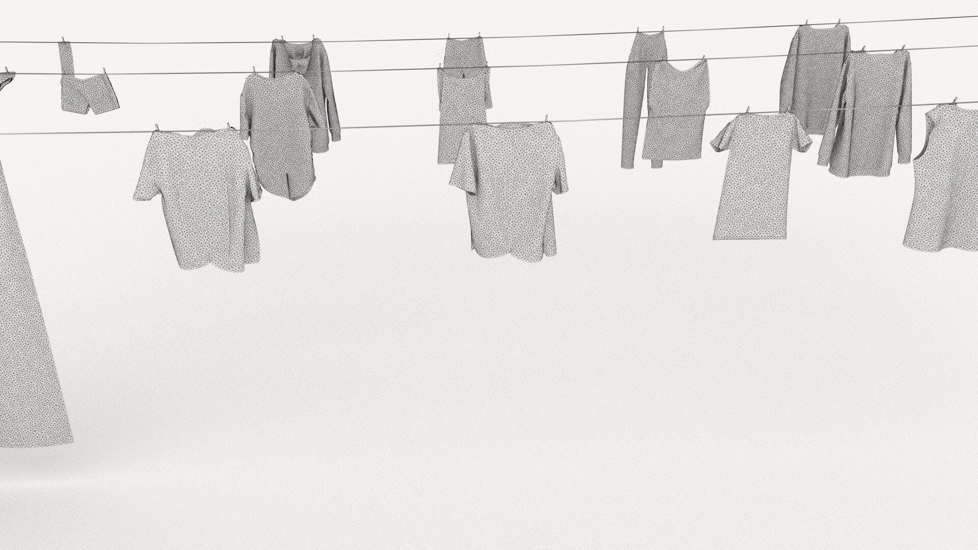 Textured Hanged Clothes Line - 3D Model by kopofx