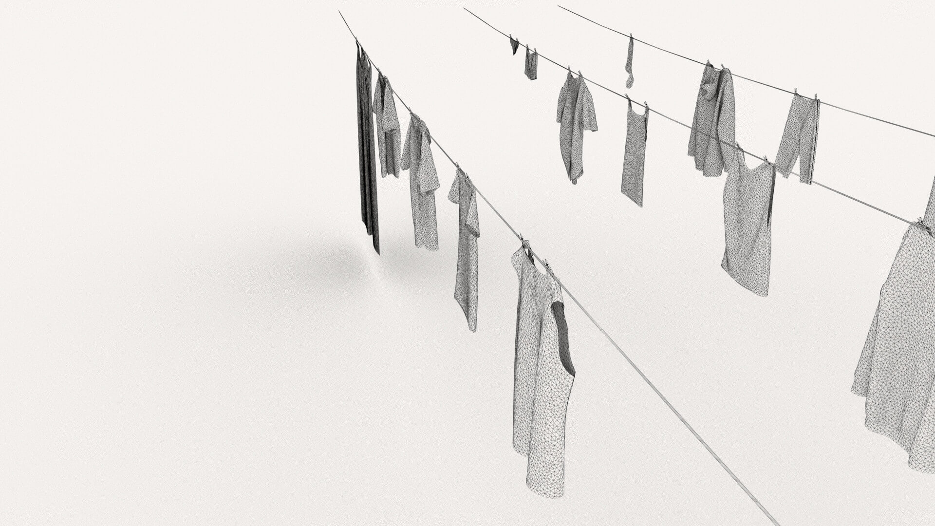 Textured Hanged Clothes Line - 3D Model by kopofx