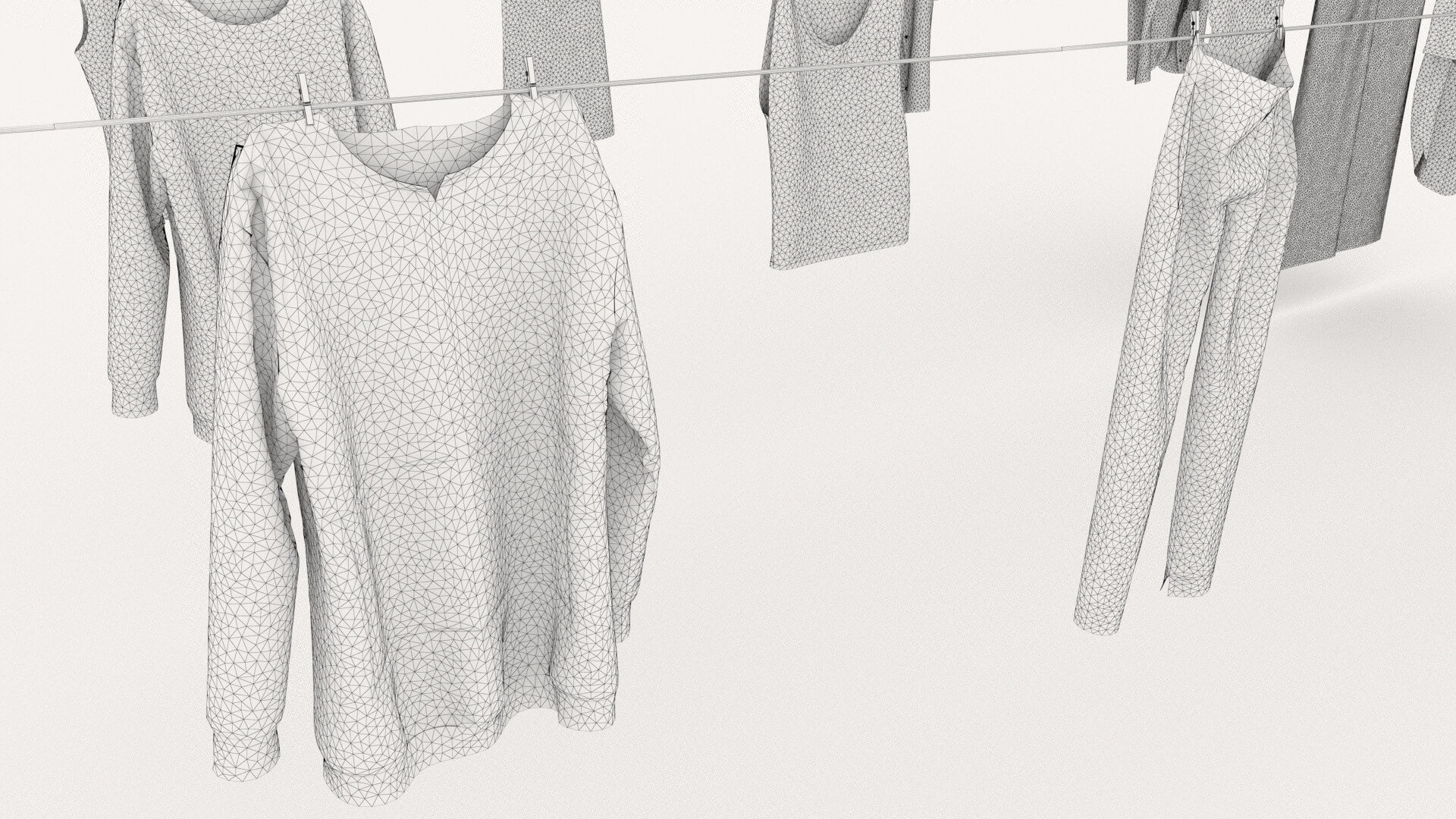 Textured Hanged Clothes Line - 3D Model by kopofx