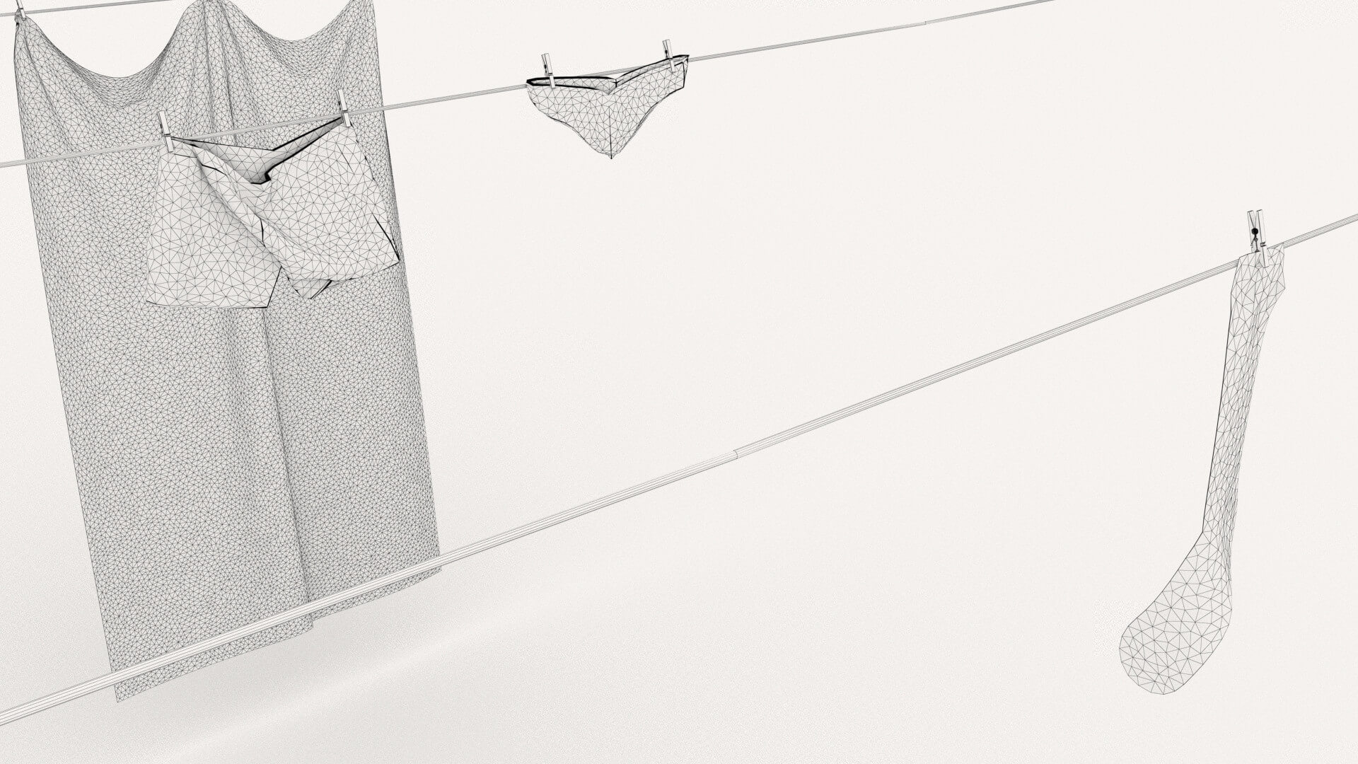 Textured Hanged Clothes Line - 3D Model by kopofx