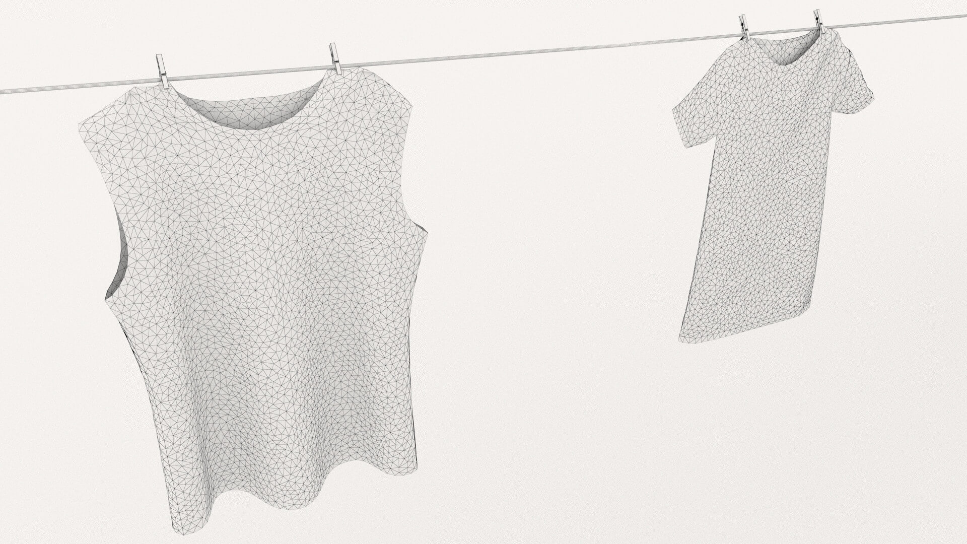 Textured Hanged Clothes Line - 3D Model by kopofx