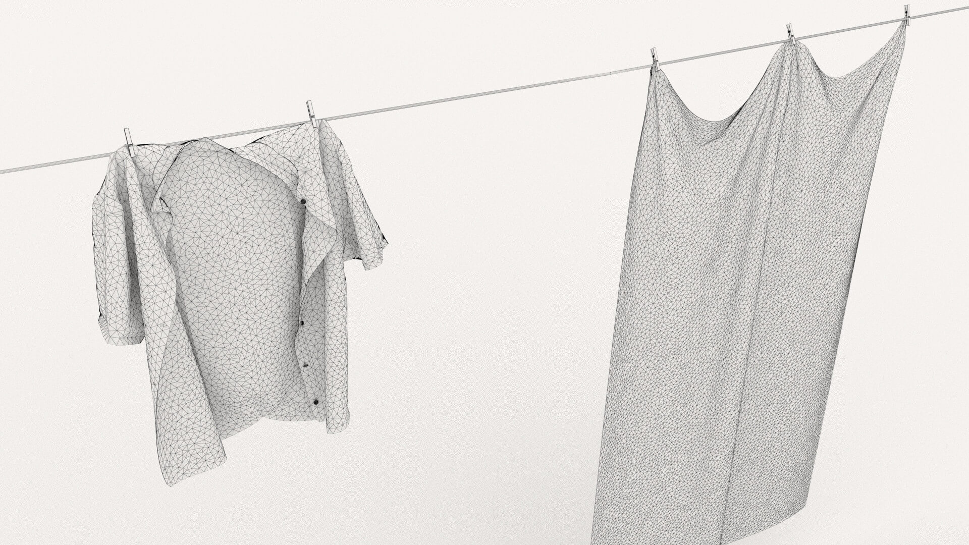 Textured Hanged Clothes Line - 3D Model by kopofx
