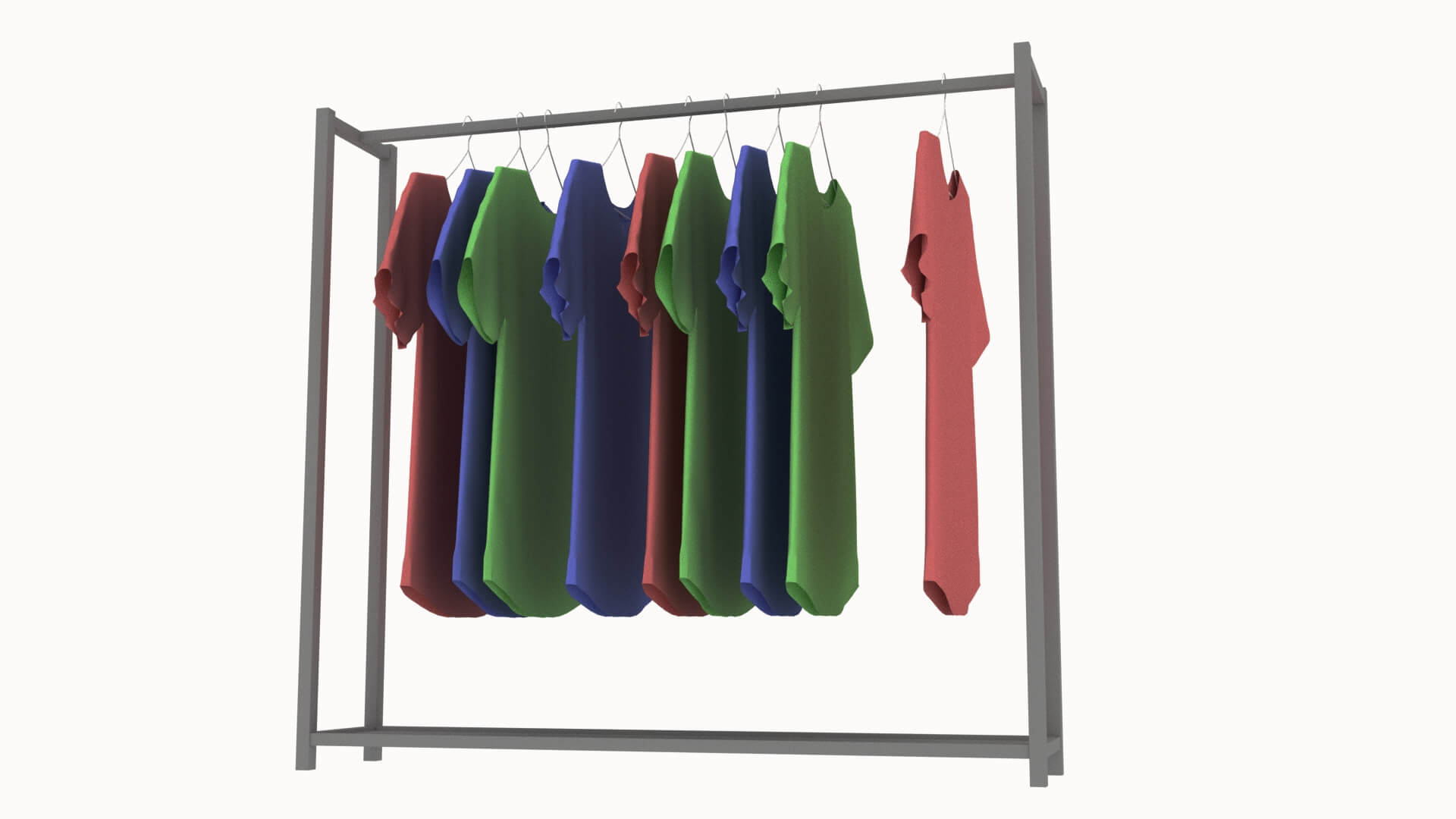 Shirts On Store Rack - 3D Model by kopofx