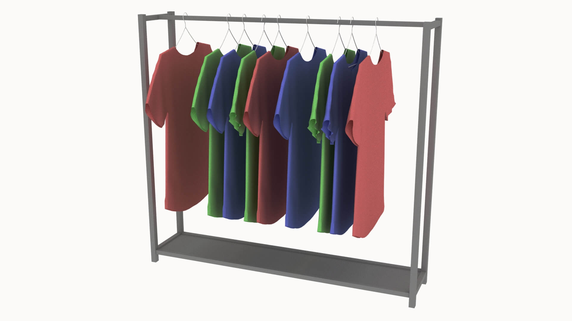 Shirts On Store Rack - 3D Model by kopofx