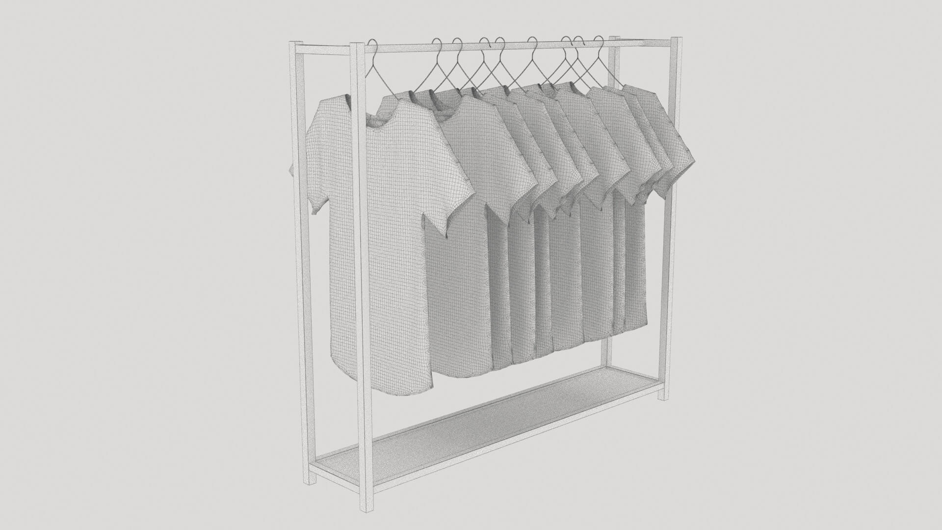 Shirts On Store Rack - 3D Model by kopofx