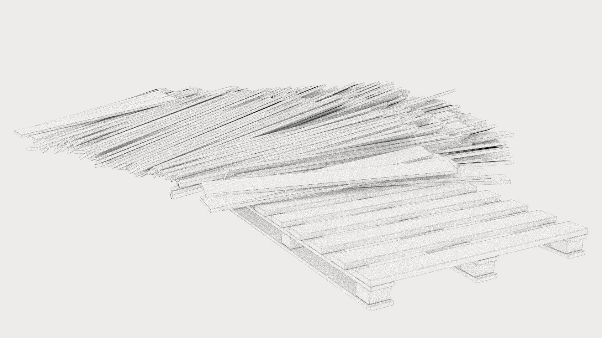 Wood Planks Pallet Pile 2 - 3D Model by kopofx