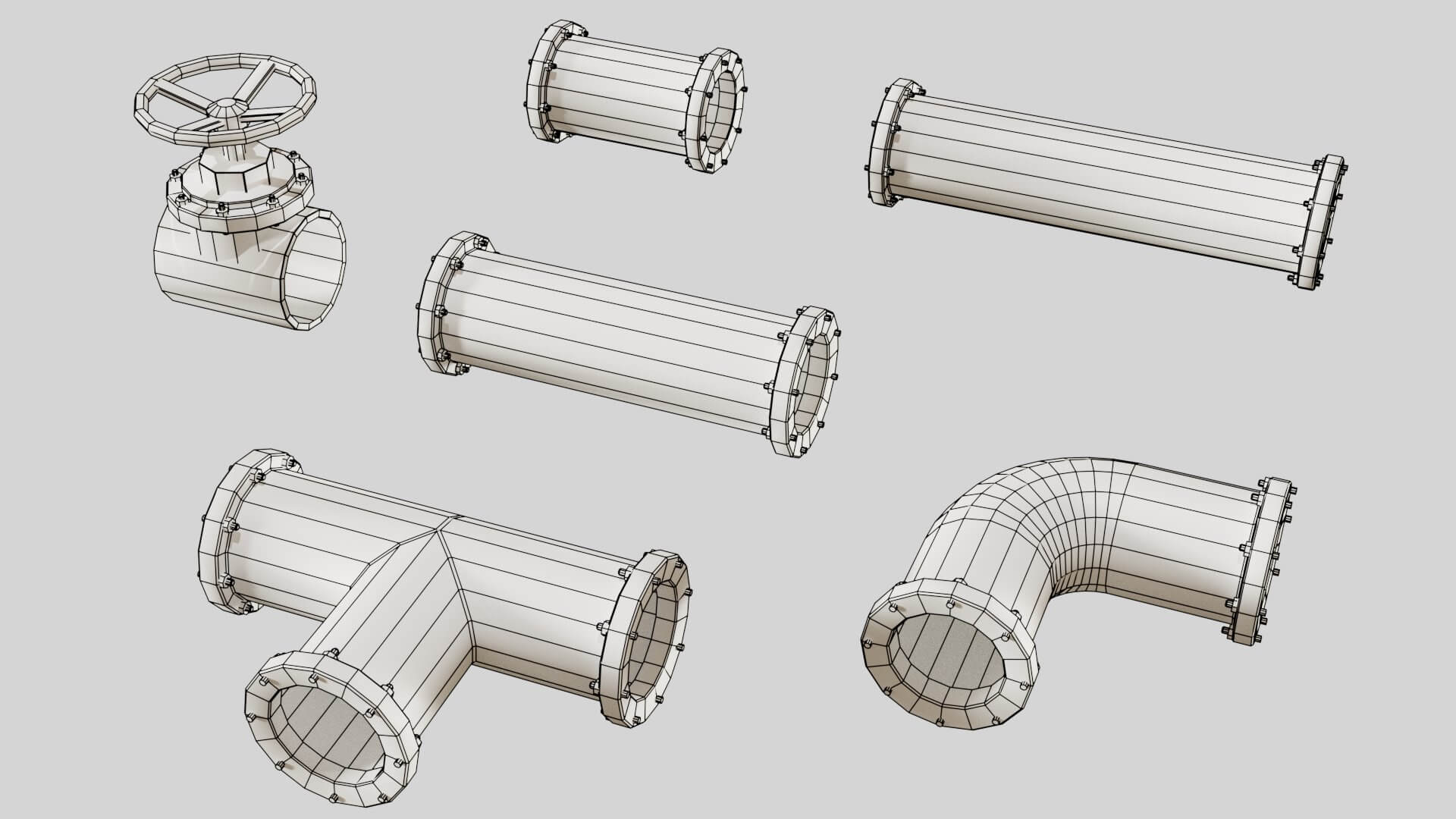 Modular Industrial Pipes - 3D Model by korboleev