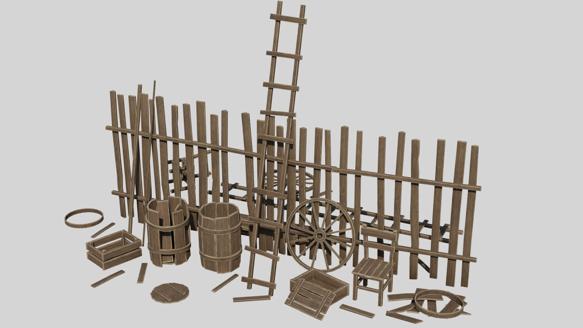 Modular Wooden Props - 3D Model by korboleev
