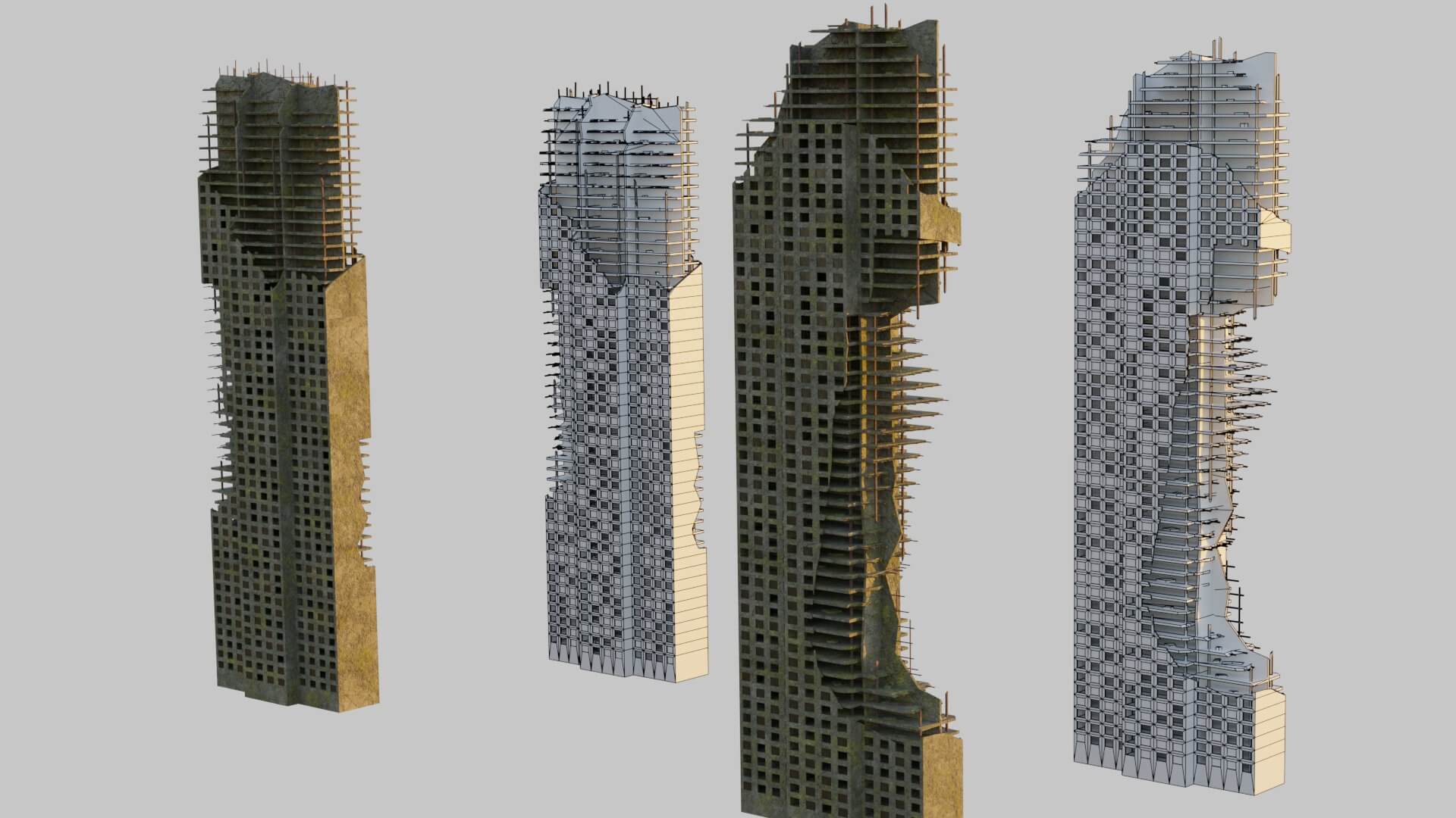 Post Apocalyptic Ruined City - 3D Model by korboleev