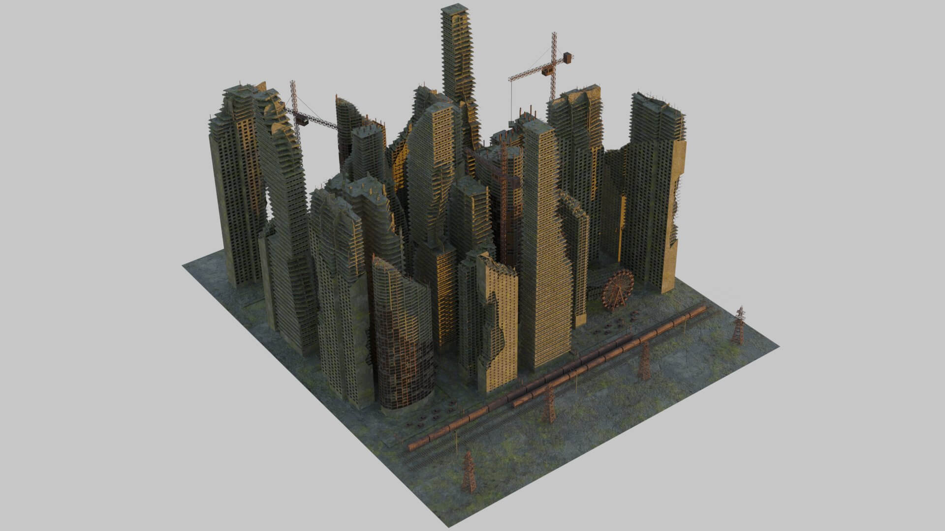 Post Apocalyptic Ruined City - 3D Model by korboleev