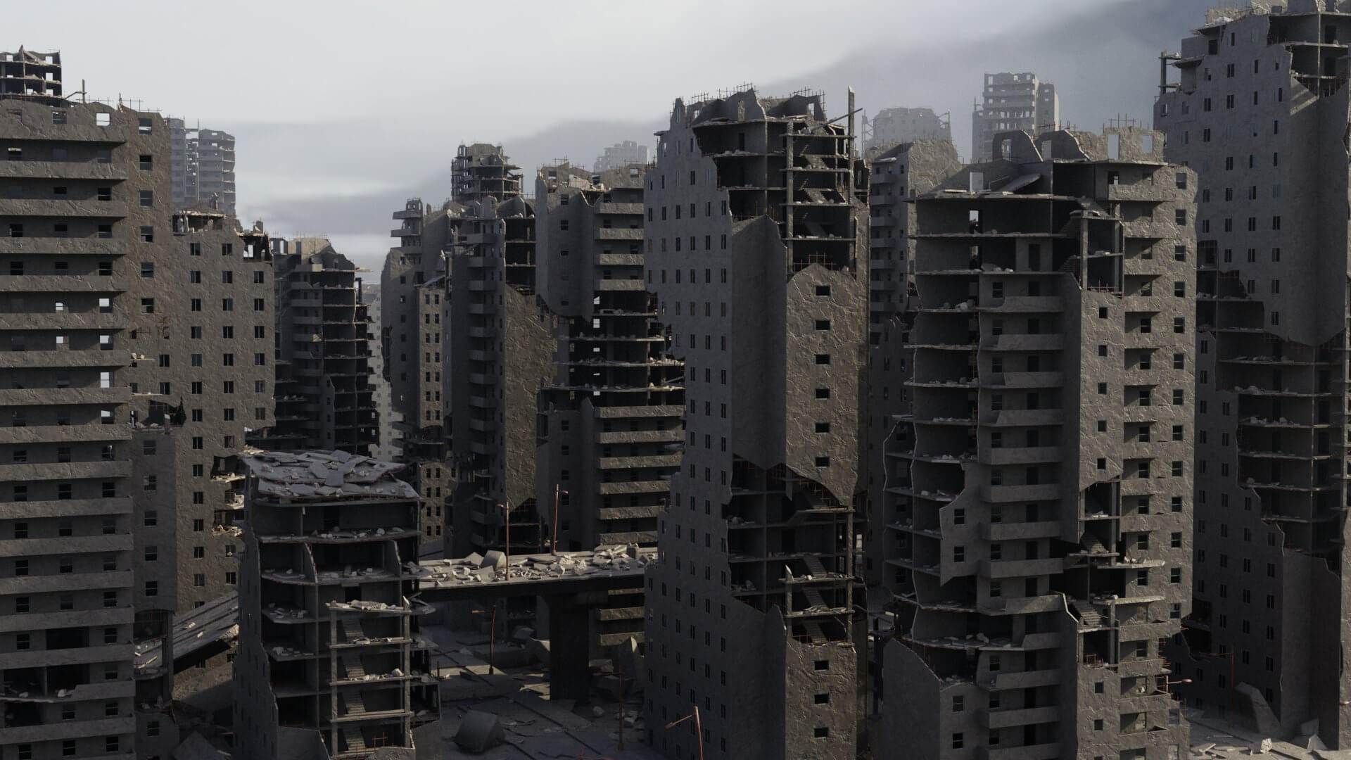Post Apocalyptic Ruined City - 3D Model by korboleev