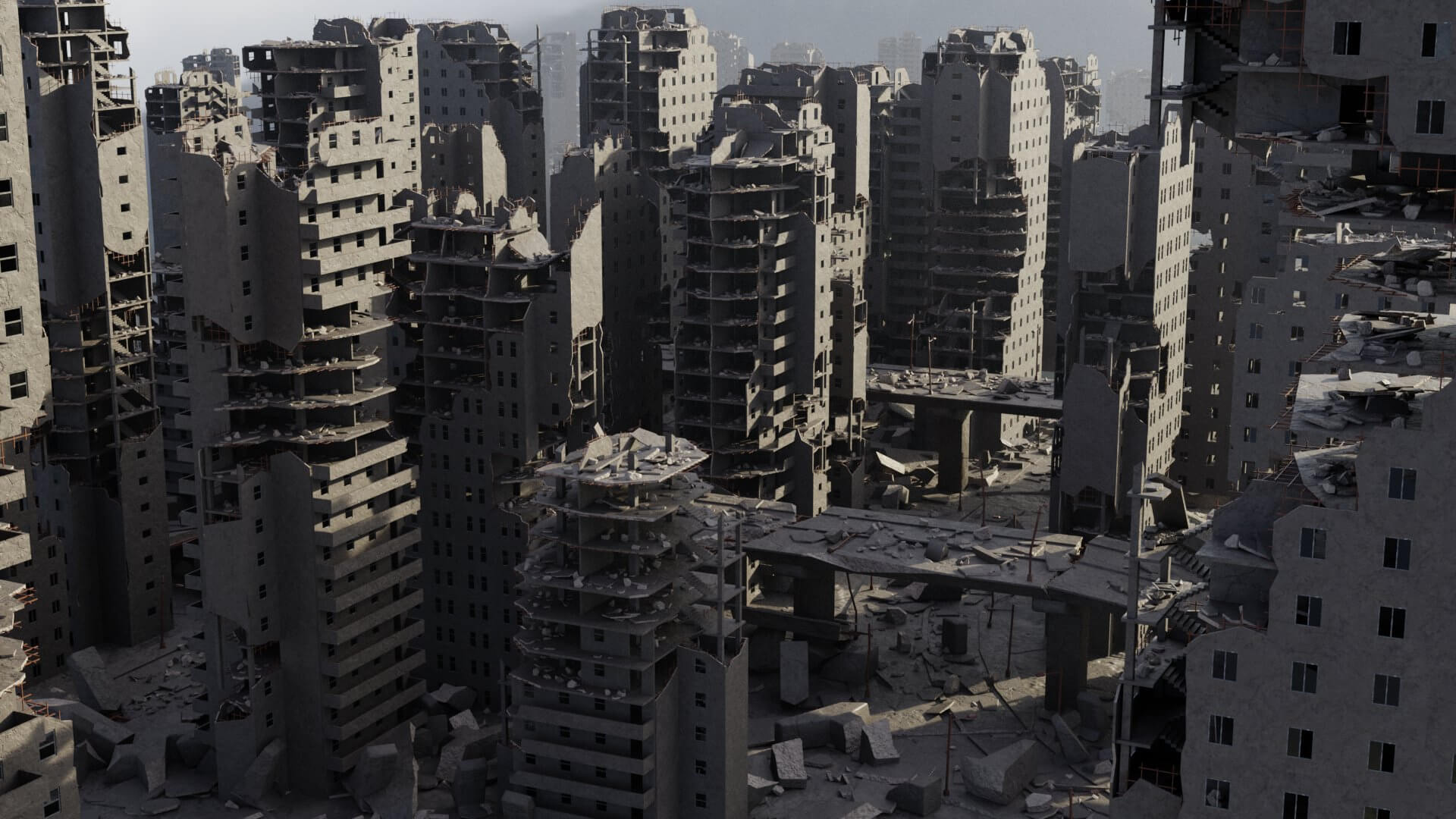 Post Apocalyptic Ruined City - 3D Model by korboleev