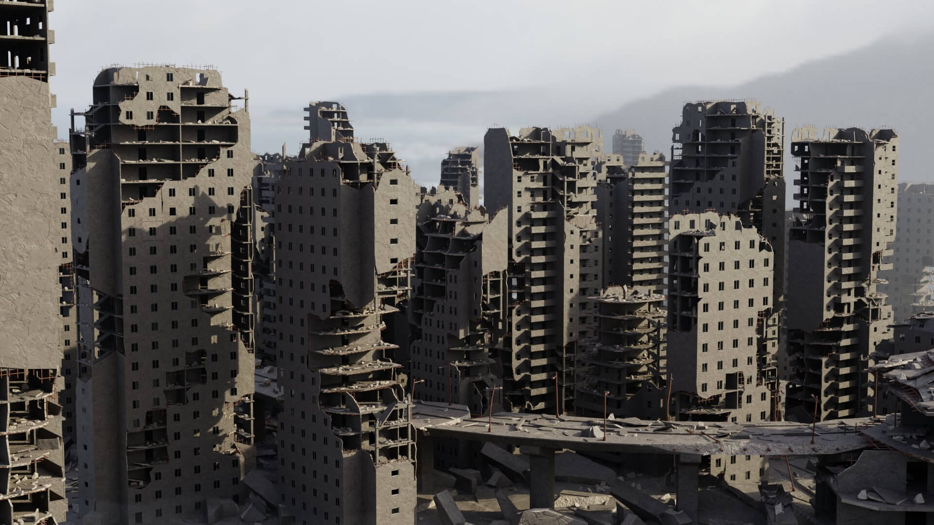 Post Apocalyptic Ruined City - 3D Model by korboleev