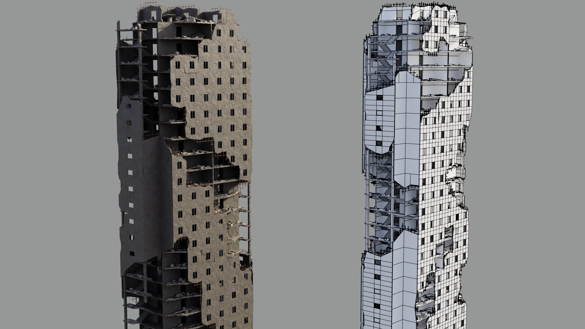 Post Apocalyptic Ruined City - 3D Model by korboleev