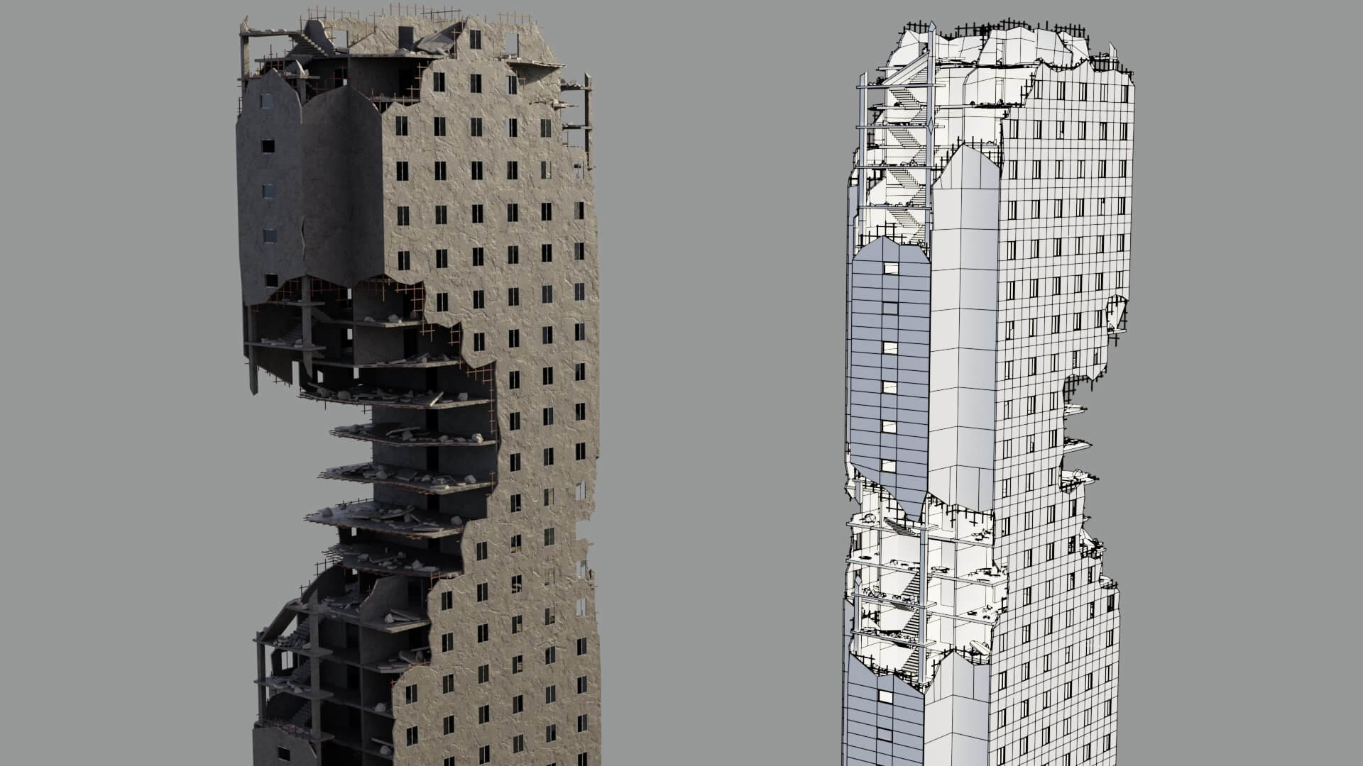 Post Apocalyptic Ruined City - 3D Model by korboleev