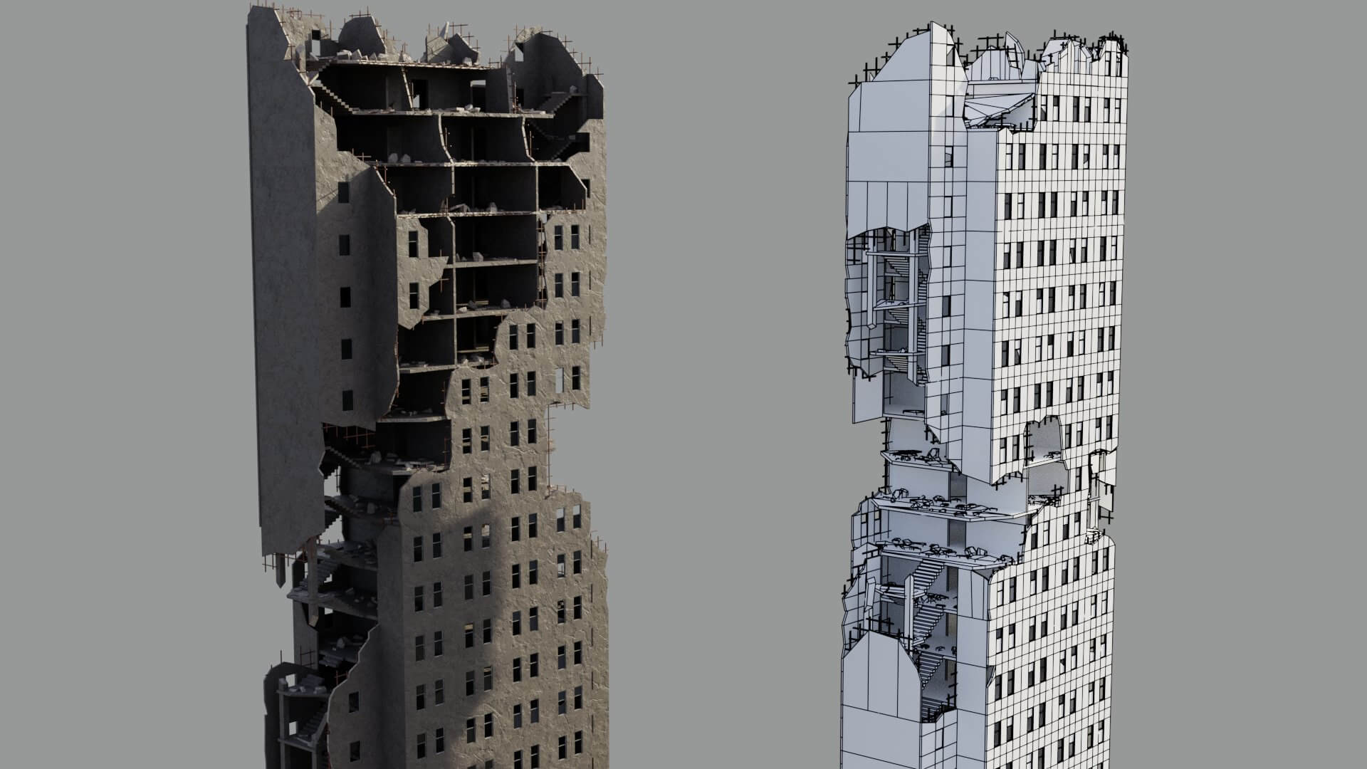 Post Apocalyptic Ruined City - 3D Model by korboleev