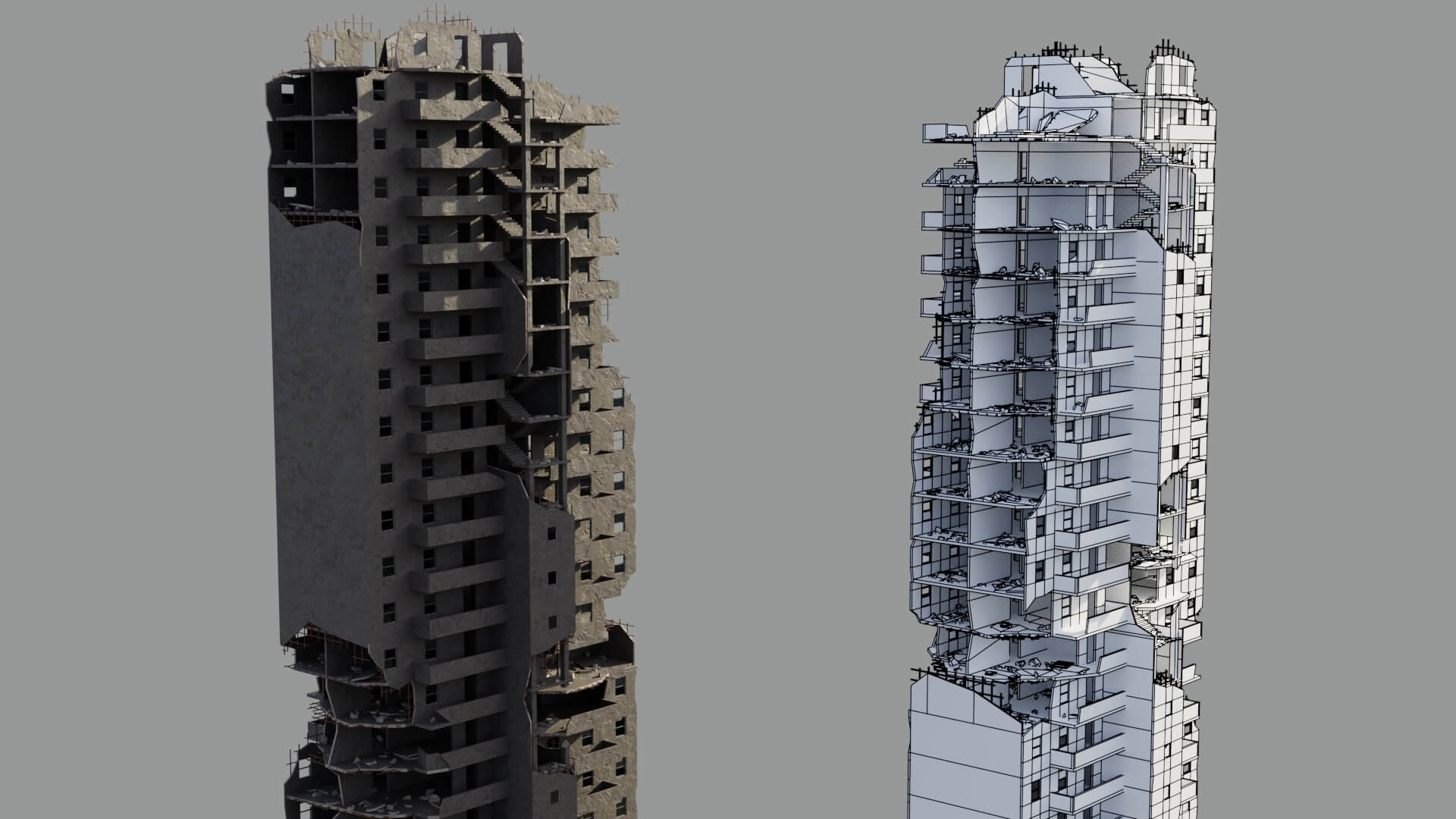 Post Apocalyptic Ruined City - 3D Model by korboleev