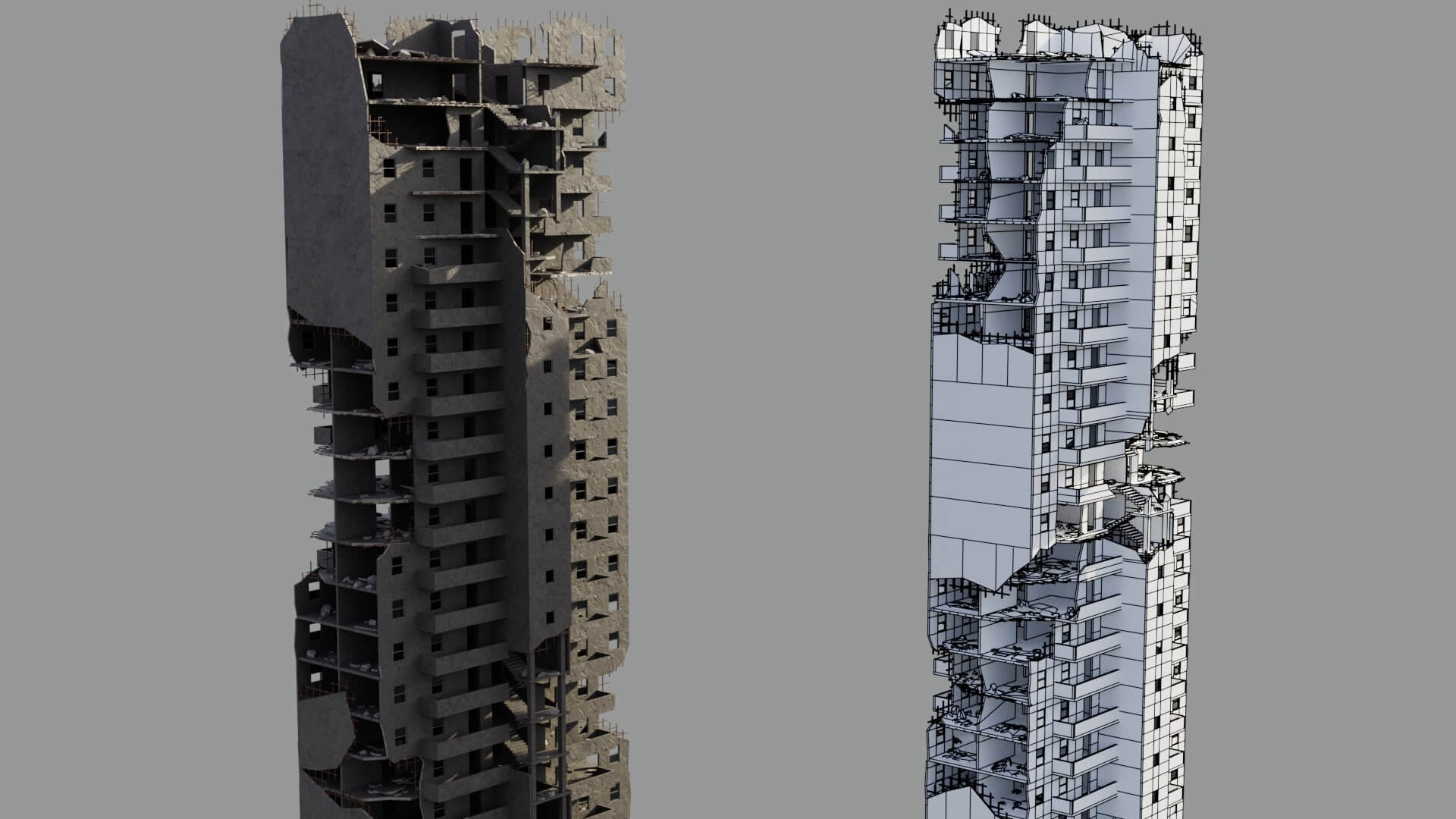 Post Apocalyptic Ruined City - 3D Model by korboleev