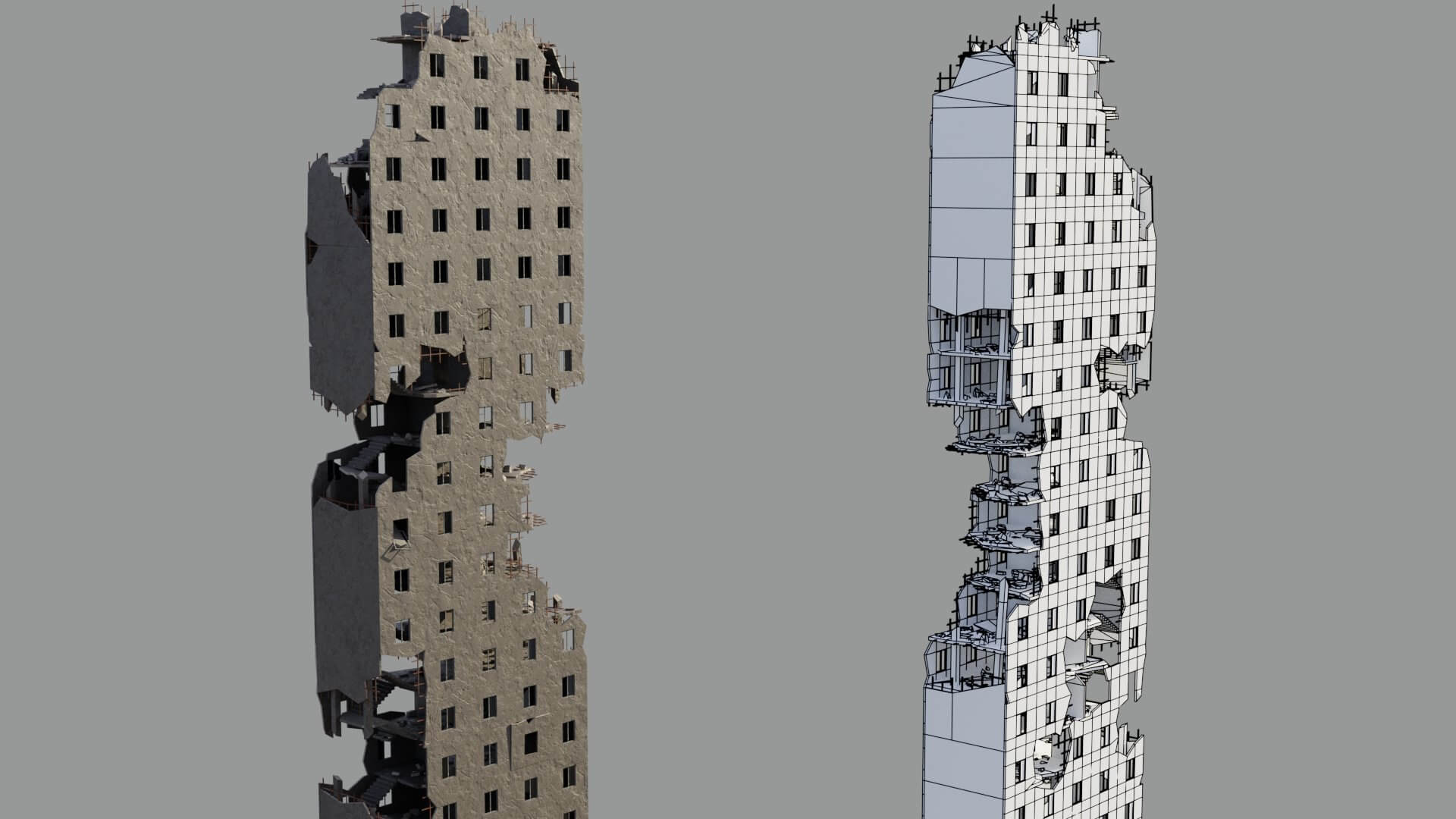 Post Apocalyptic Ruined City - 3D Model by korboleev