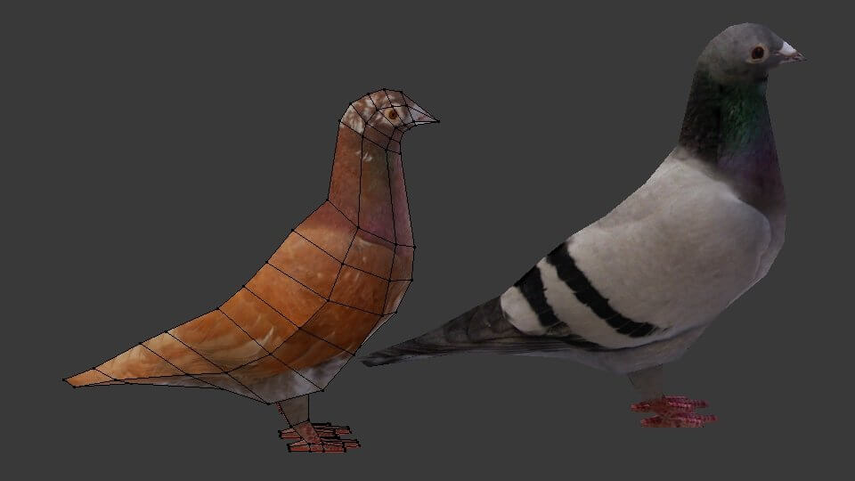 Two Pigeons - 3D Model by korbtor