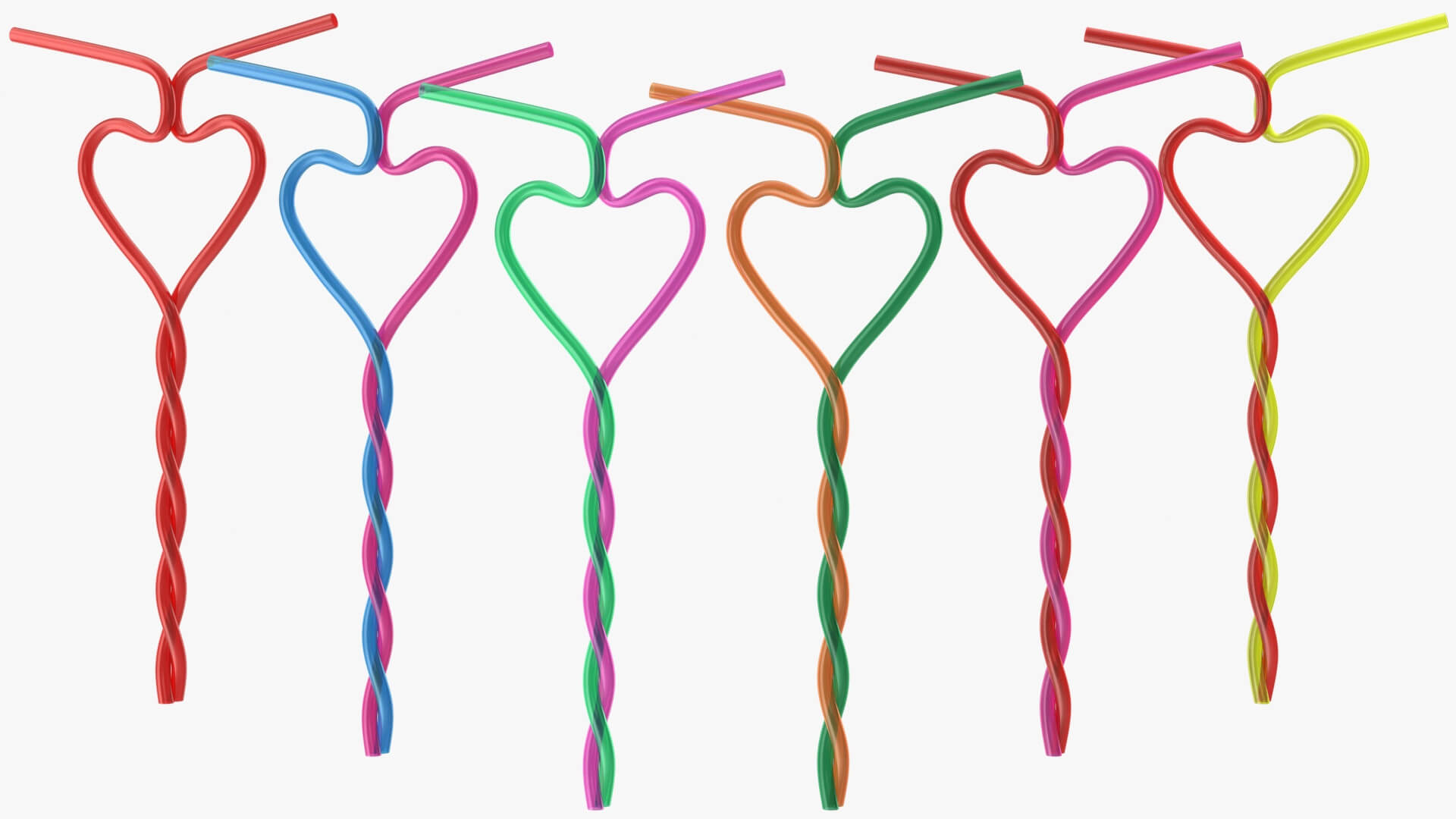 Heart Shaped Plastic Couple Straw - 3D Model by Krakken