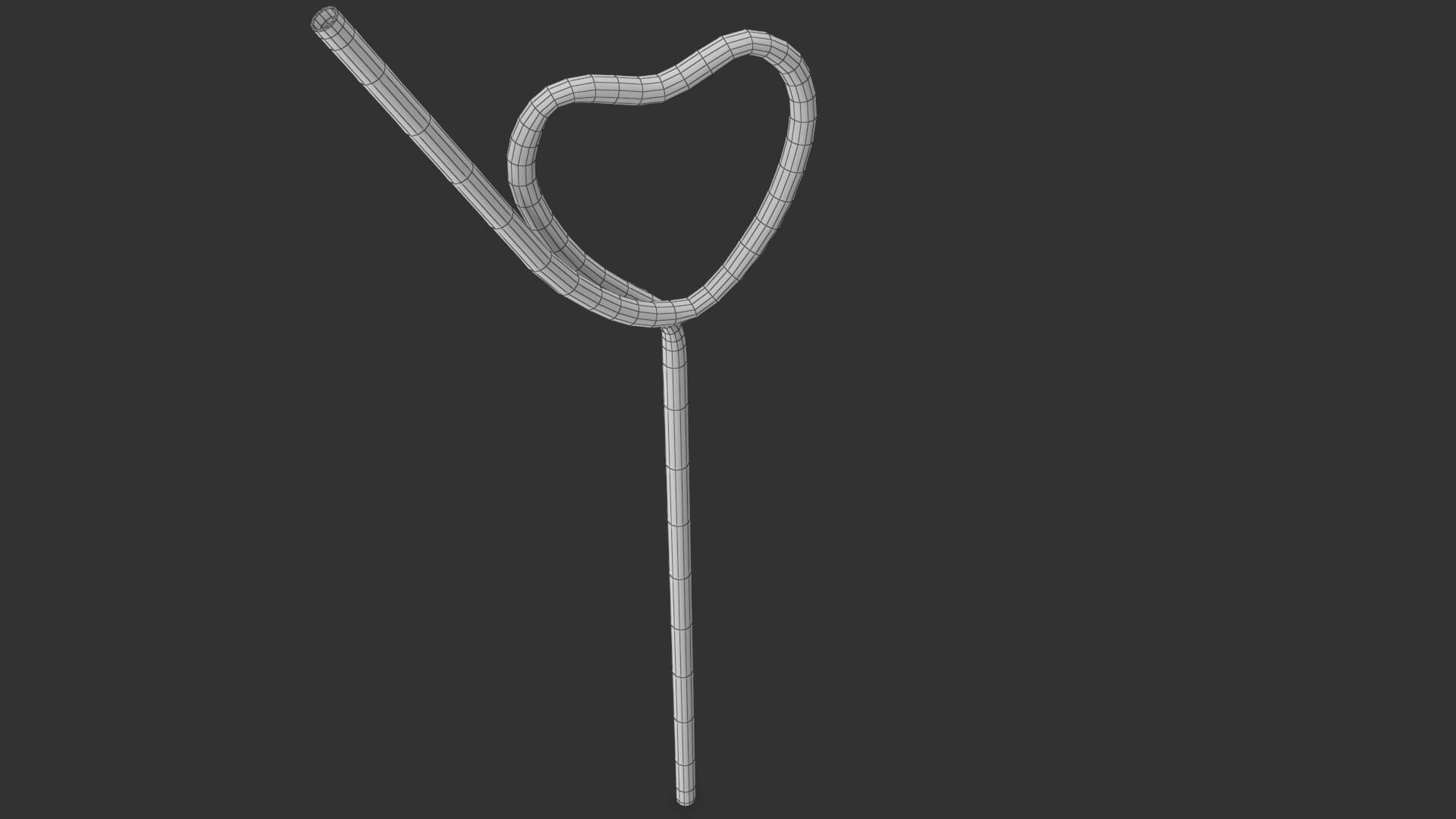 Heart Shaped Plastic Drinking Straw - 3D Model by Krakken