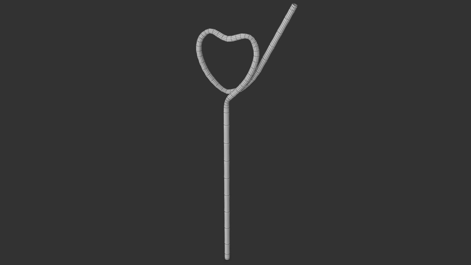 Heart Shaped Plastic Drinking Straw - 3D Model by Krakken
