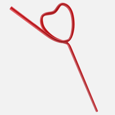 Heart Shaped Plastic Drinking Straw - 3D Model by Krakken