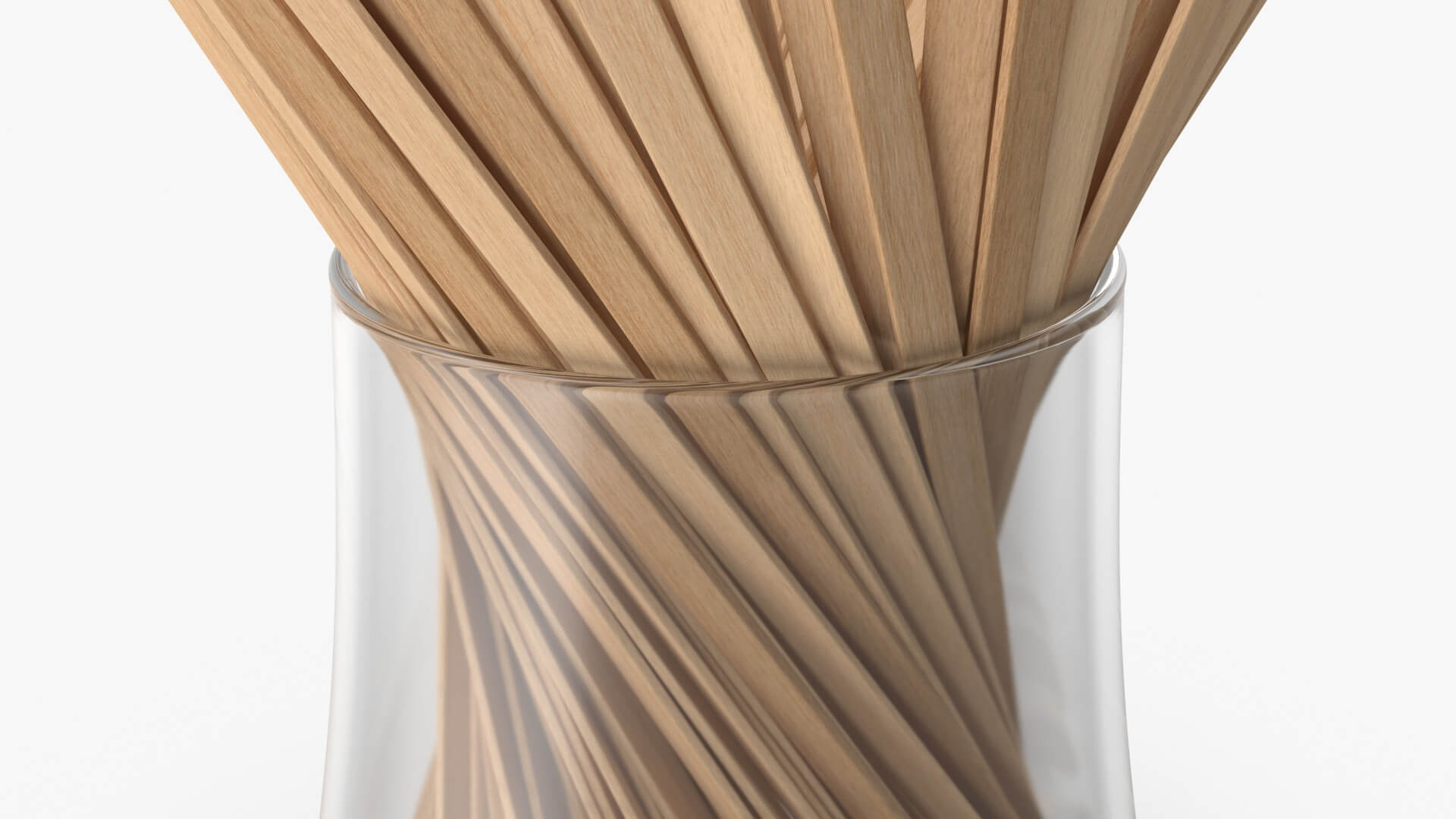 Wooden Coffee Stirrers in Glass - 3D Model by Krakken