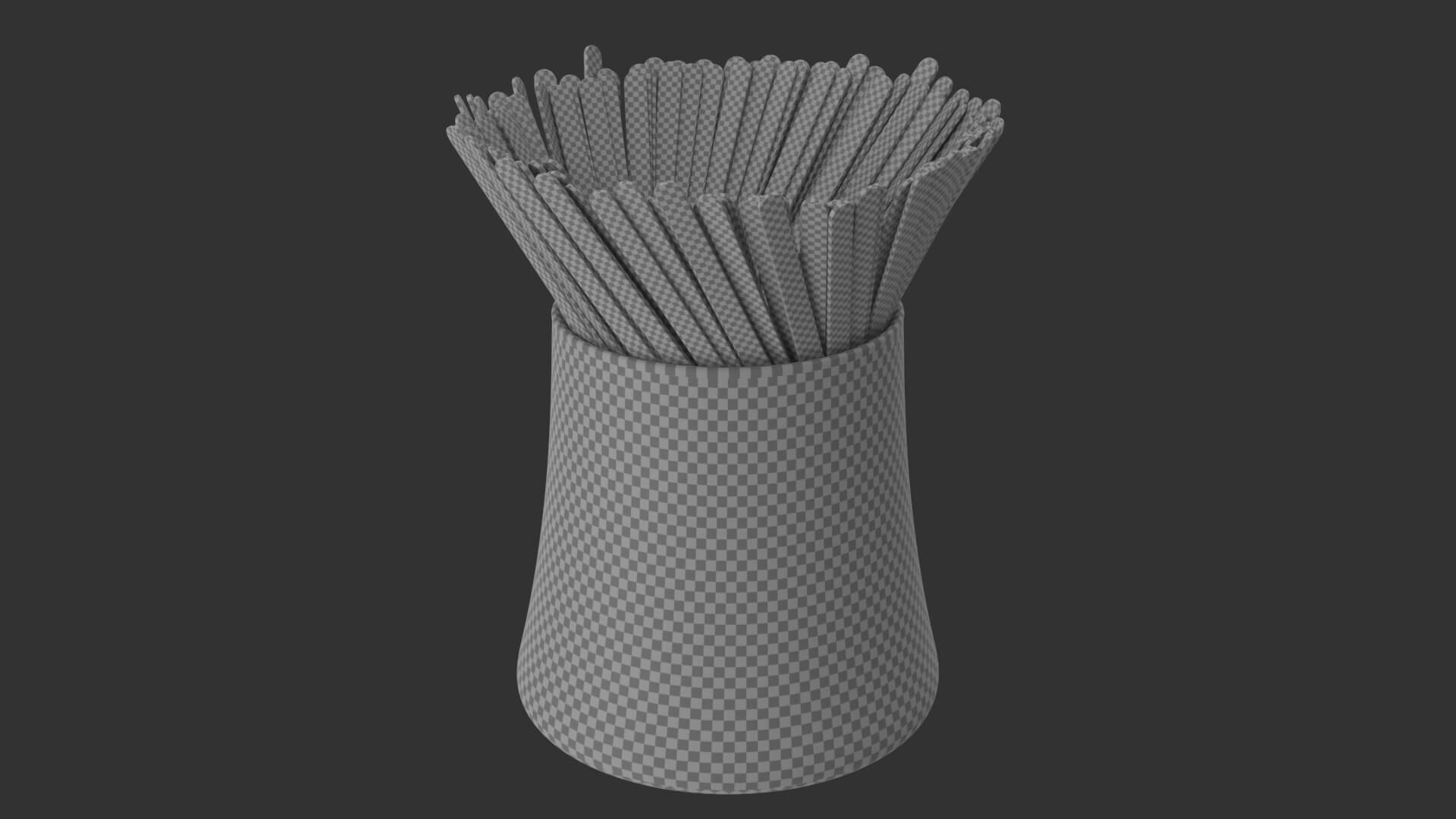 Wooden Coffee Stirrers in Glass - 3D Model by Krakken