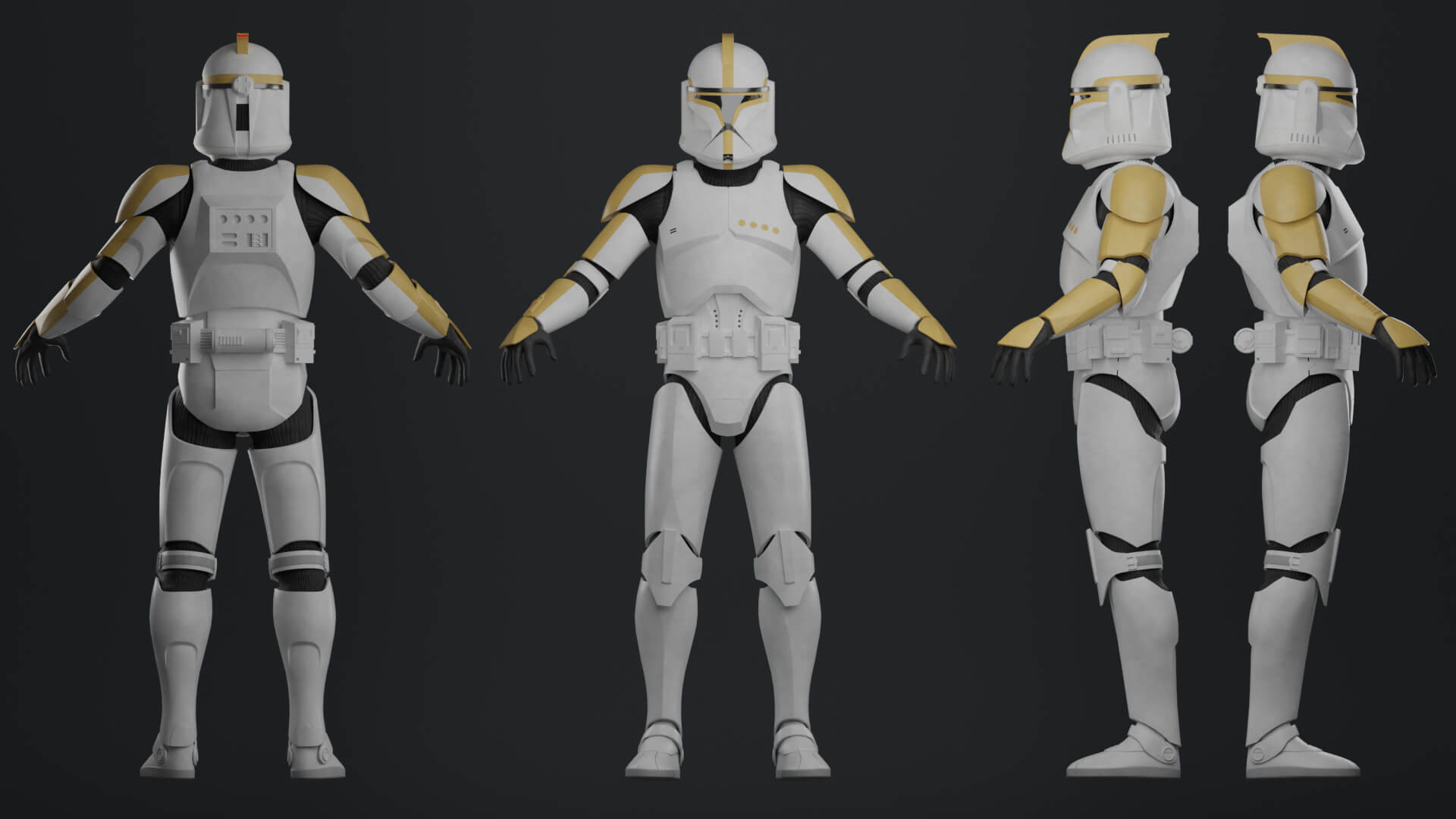 Phase I Clone Trooper (Commander) - 3D Model by Kralyks