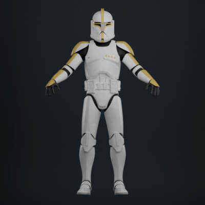 Phase I Clone Trooper (Commander) - 3D Model by Kralyks