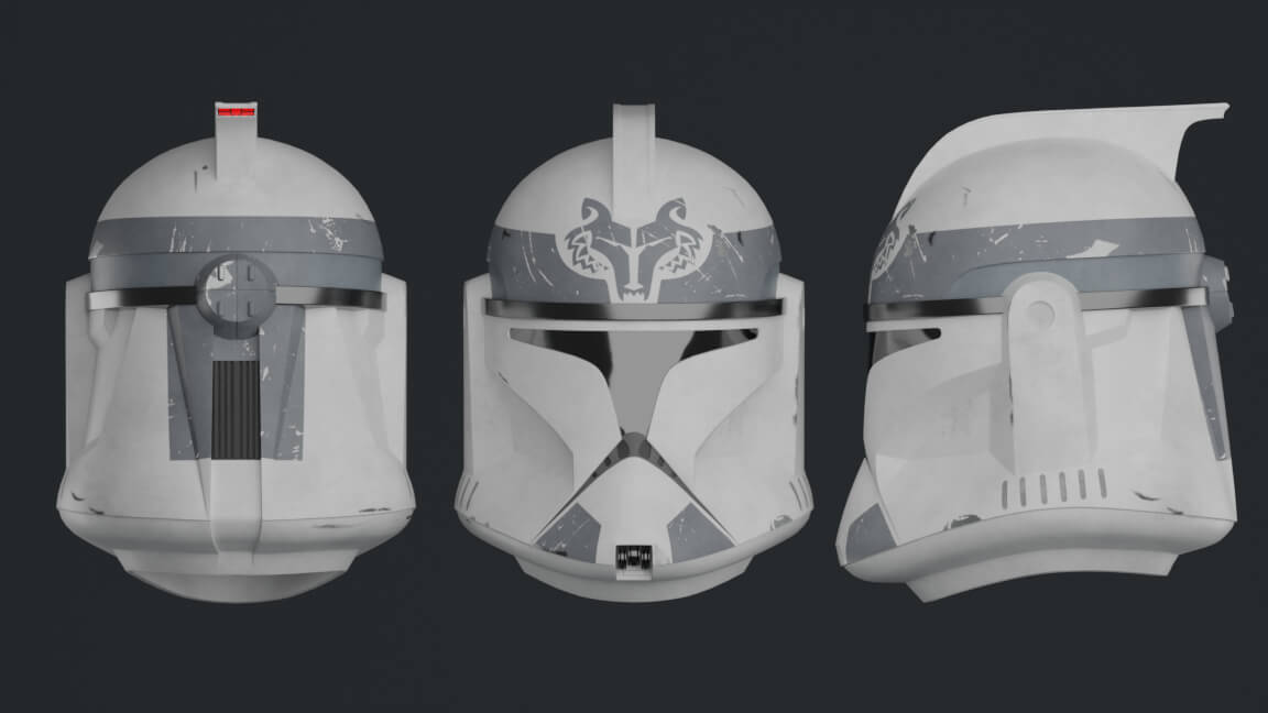 Phase I Clone Trooper Helmet (Wolfpack - Grey) 3D Model by Kralyks