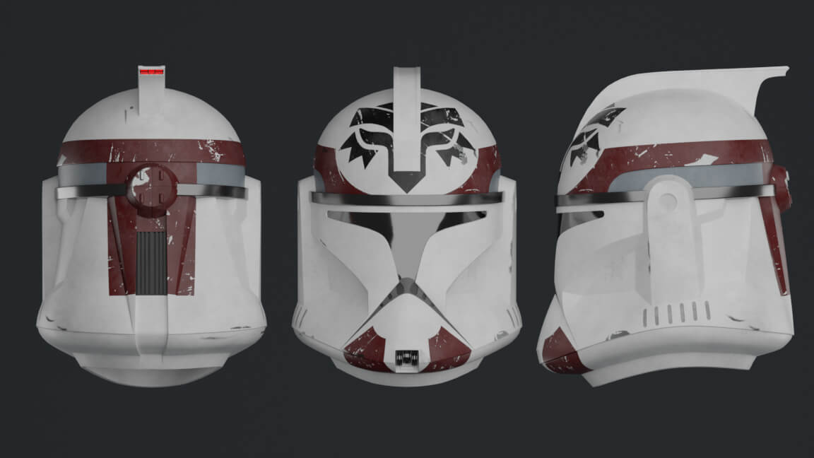 Phase I Clone Trooper Helmet (Wolfpack - Maroon) 3D Model by Kralyks