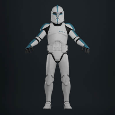Phase I Clone Trooper (Lieutenant) - 3D Model by Kralyks