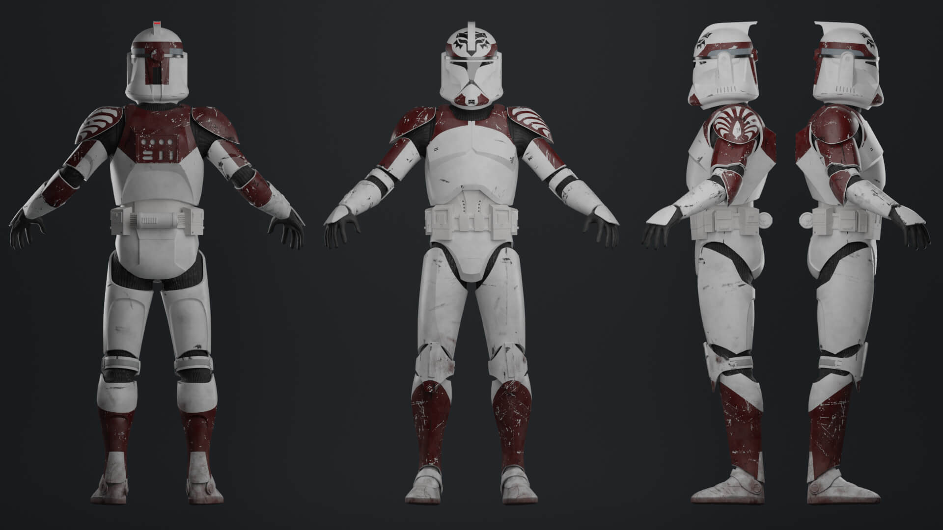 Phase I Clone Trooper (Wolfpack - Maroon) 3D Model by Kralyks